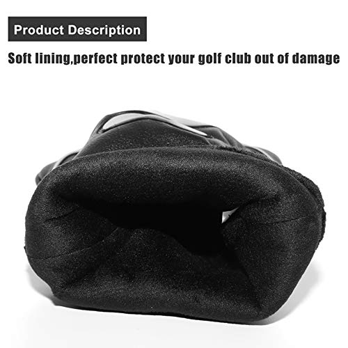 Golf Driver Fairway Hybrid Rescue Wood Club Head Covers Headcovers Set for Woods - Leather Golf Club Protector Case (Black-3pcs(D/F/H))