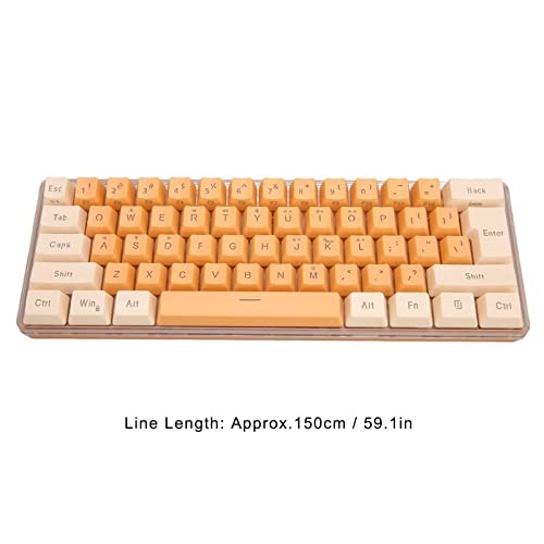 Jakoo Mechanical Keyboard, Ultra Small Gaming Keyboard, Keyboard Up and Down, 61 Wired Home Keys Beige Orange