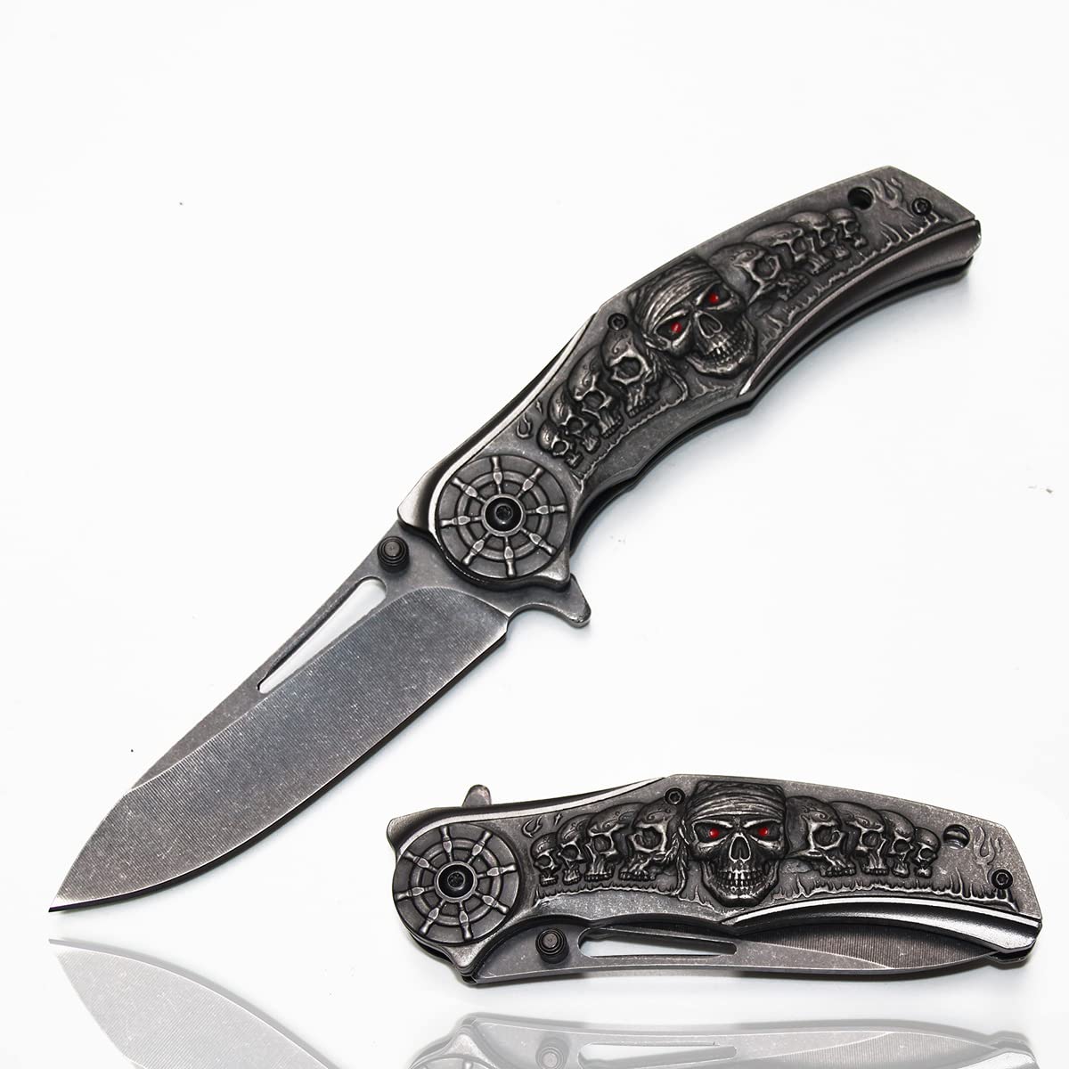 Hunting Camping Fishing Folding Knife - Stainless Steel Handle