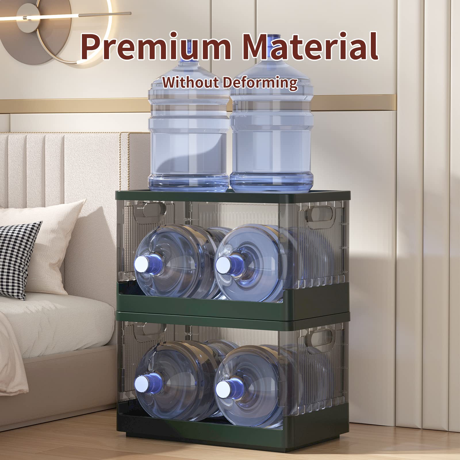 HAIXIN Stackable Storage Bins, 19 Gal Sink Organizer, Collapsible Storage Containers, Storgae Bins with Lids and Wheels, 1 Pack