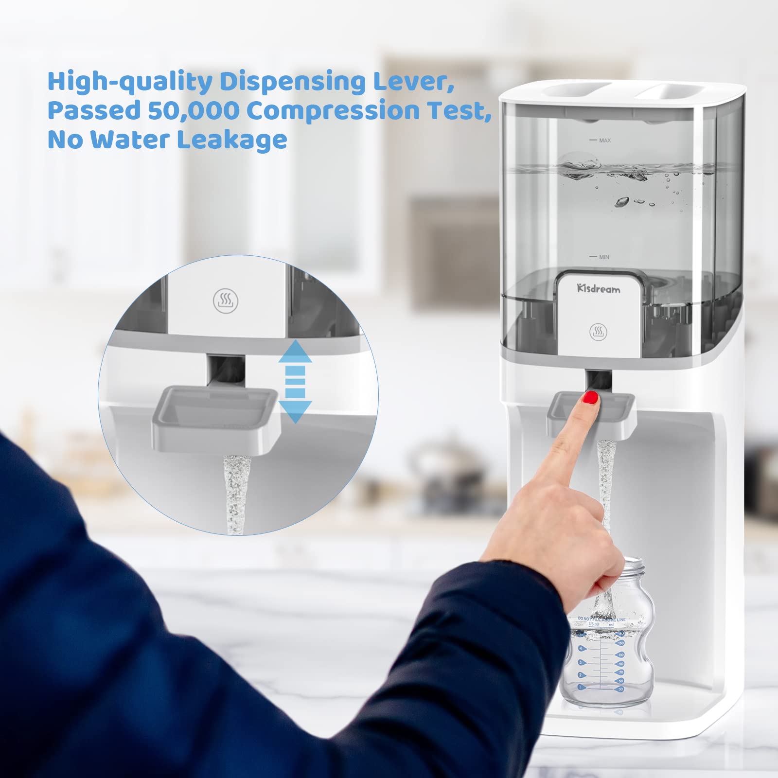 Instant Warmer Baby Bottle Warmer, Kisdream Formula Maker Instantly Dispenses Water Warmer at Perfect Temperature, 3 Mode, Large Capacity 24/7 Smart Thermostat, No More Waiting