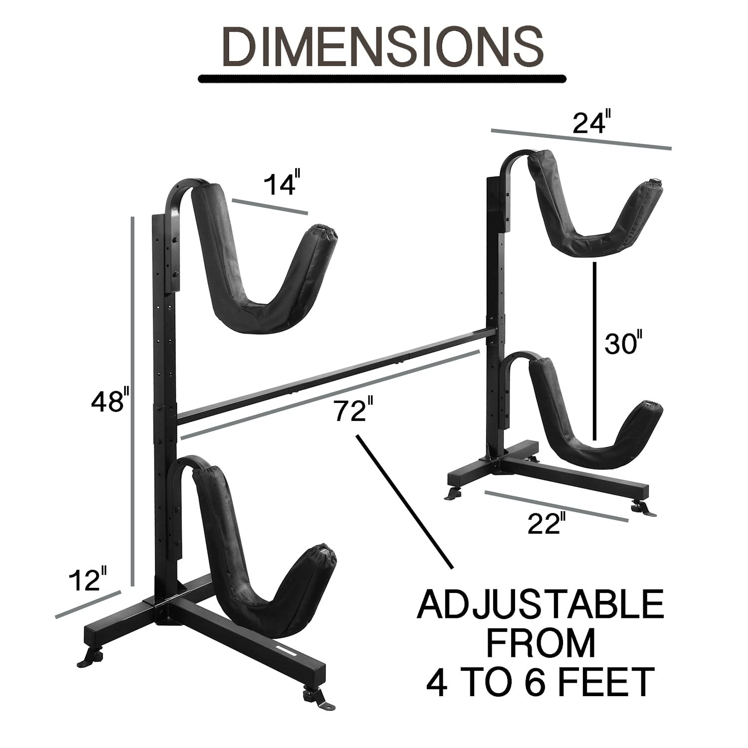 GREAT WORKING TOOLS Kayak Rack - Double Kayak Stand, Heavy Duty Paddleboard and Kayak Accessories, Freestanding or Floor Mount Kayak Storage, Holds 175 lbs.