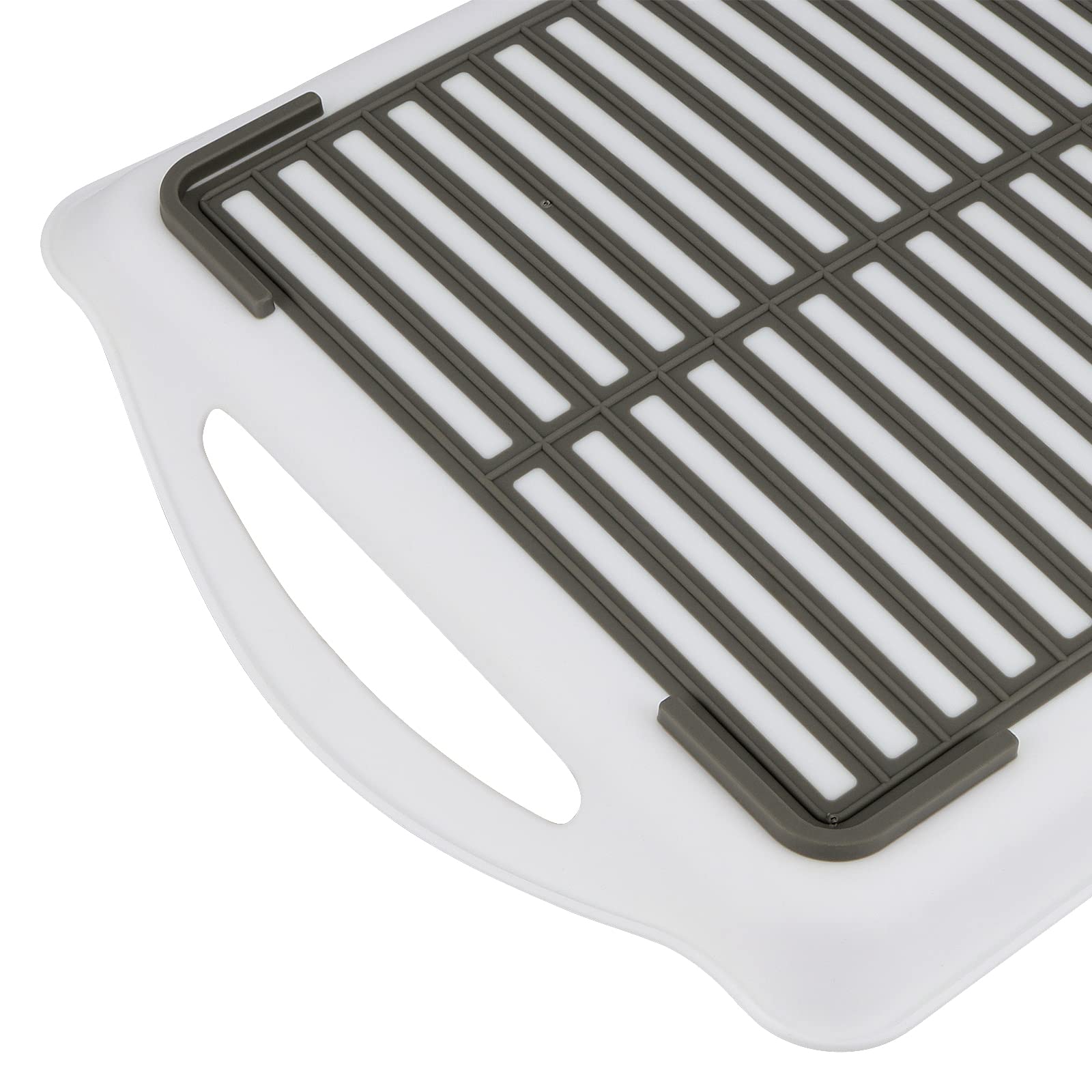 HOIGON 4 Pack 16.5 x 11.4 x 1.6 Inch Anti-Slip Food Serving Tray with Handles, Rectangular Plastic Serving Trays Cafeteria Trays Dinner Trays for Eating On Couch, Bed
