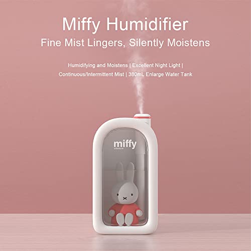 Mipow X Miffy Cool Mist Humidifier - Ultrasonic Quiet , Mini Cute Humidifier with Night Light for Bedroom/Babies Nursery/Office, 380ml