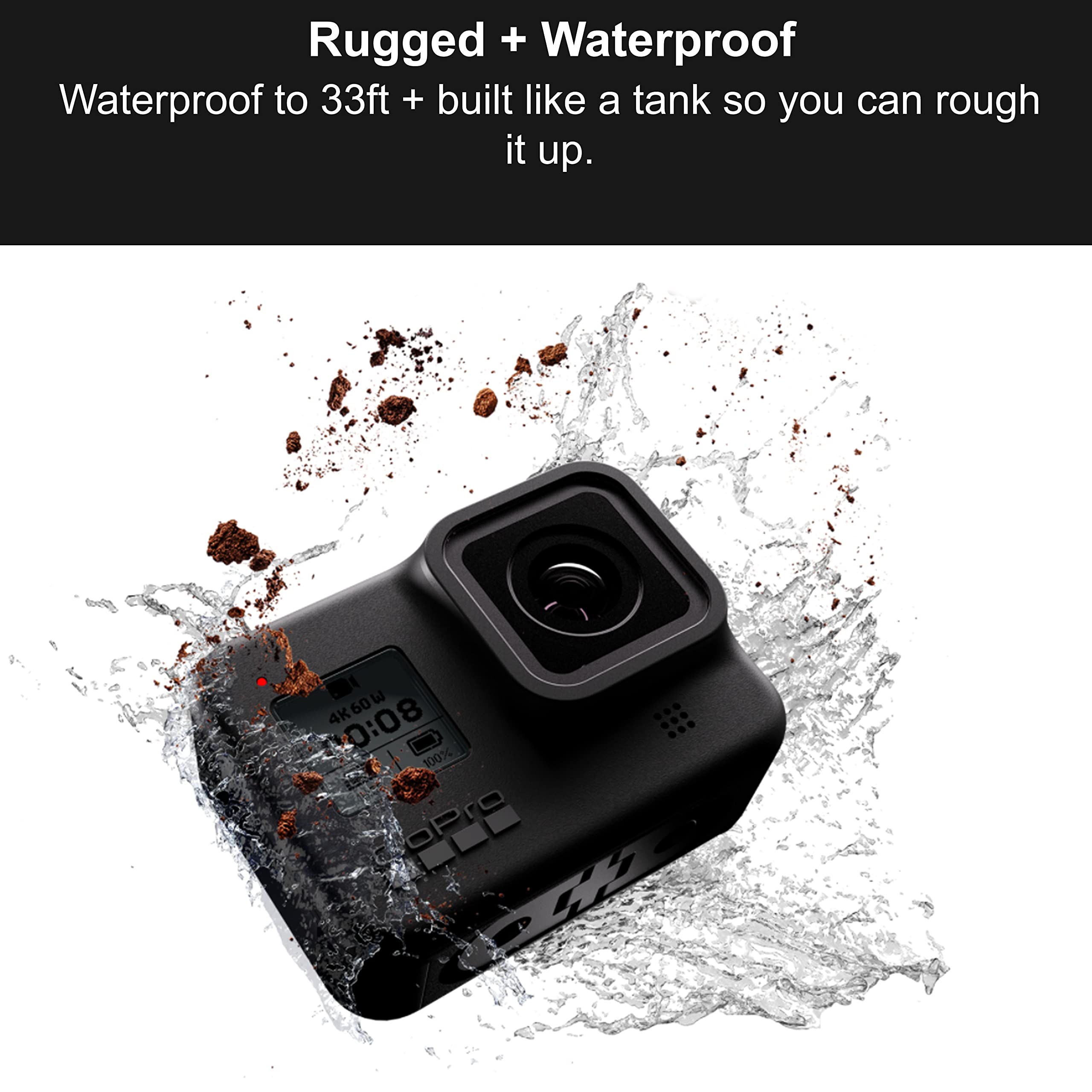 GoPro HERO8 Black + Lanyard + 64 GB SD Card - E-Commerce Packaging - Waterproof Digital Action Camera with Touch Screen 4K HD Video 12MP Photos Live Streaming Stabilization