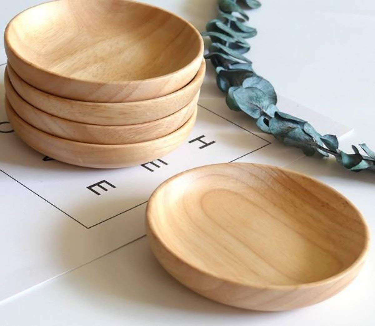Islandoffer Wood Plate, Wooden Round Tray, Wooden Sushi Soy Dish tray