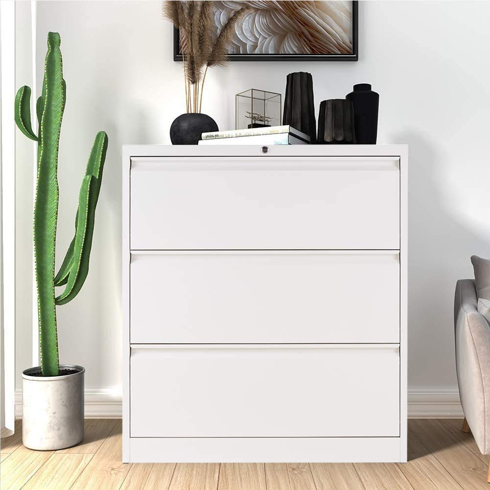 GOOGIC Home Office Cabinet Steel Heavy Duty Filing Storage Cabinet with Lock, for Home&Office (Black)