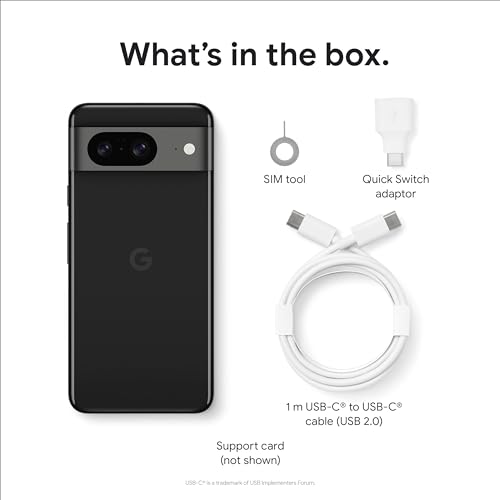 Google Pixel 8 5G (EU/UK Model) Dual SIM (Nano-SIM, eSIM) | 6.2-inch Android GSM Smartphone - International Version (Obsidian, 128GB + 8GB RAM)