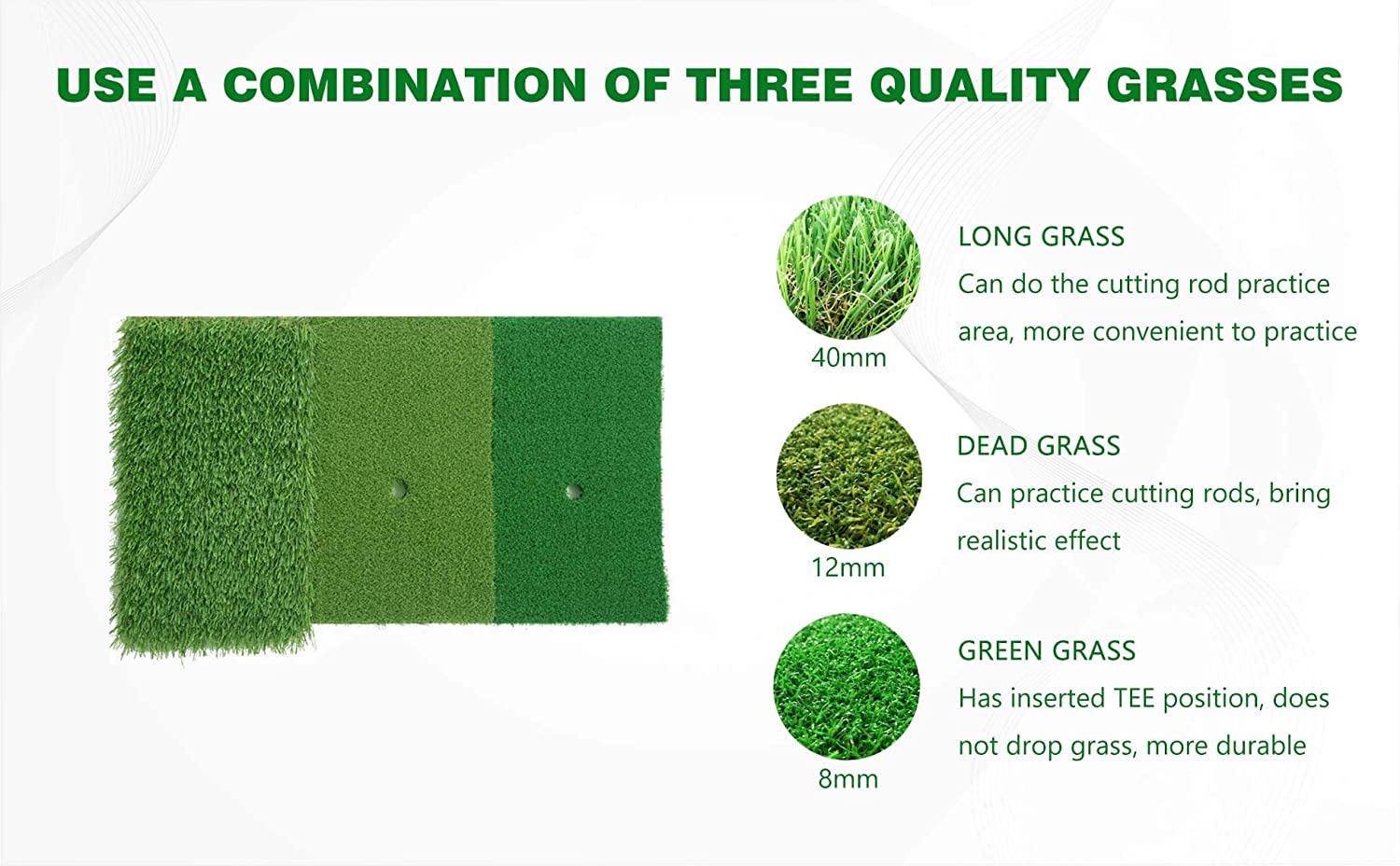 Golf Three-in-one Hitting mat Swing mat Cutting Club mat,Personal Indoor Practice mat Office Home Portable Golf mat