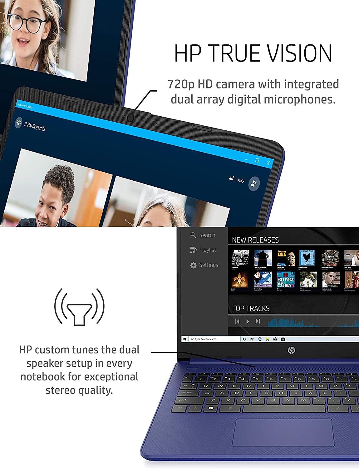 HP 14" HD Laptop Light-Weight, 16GB RAM, 1TB SSD + 64GB eMMC, AMD Dual Core 3000 Series Processor, WiFi, Bluetooth, USB A&C, HDMI, Webcam, Win10, Blue 1 Year Microsoft Office 365 + Mousepad