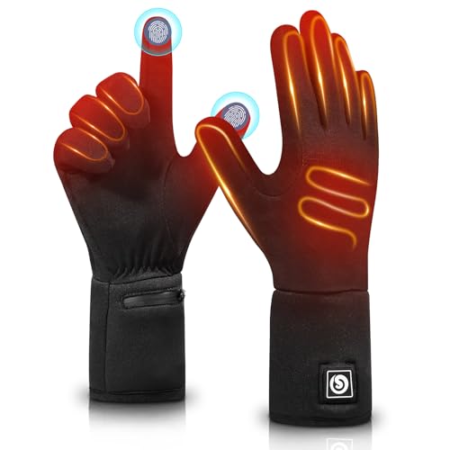 Haeglauv Heated Glove Liners for Men Women,Electric Battery Heated Gloves Rechargeable Thin Heated Work Gloves