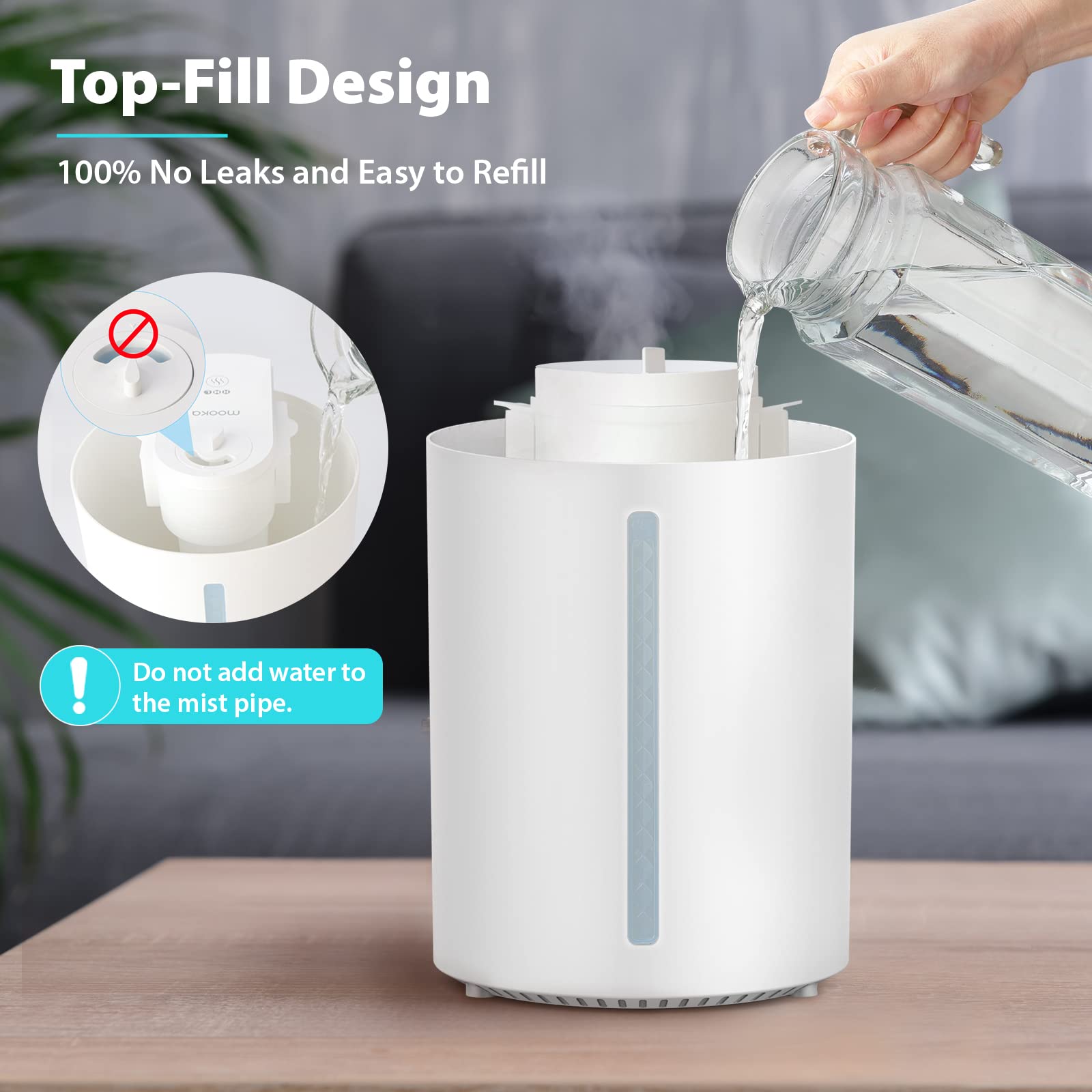 Humidifiers, Top Fill Humidifier for Bedroom Large Room Baby Home, 4L(1.05Gal) Cool Mist Humidifier & Essential Oil Diffuser, Whisper-Quiet Operation, Night Light, Auto Off