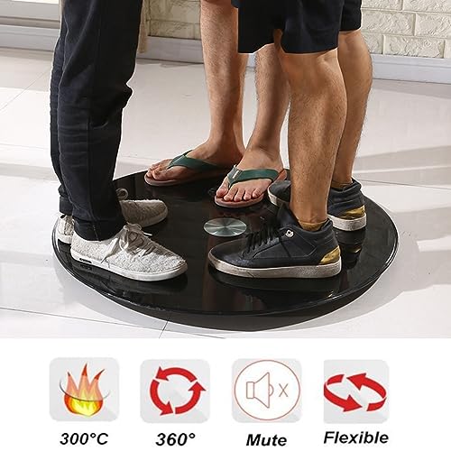 Heavy Duty Lazy Susan Turntable，Tempered Glass Serving Plate, Round Dining Table Centerpiece, Large Tabletop Rotating Tray (Color : Black, Size : 60cm/24in)