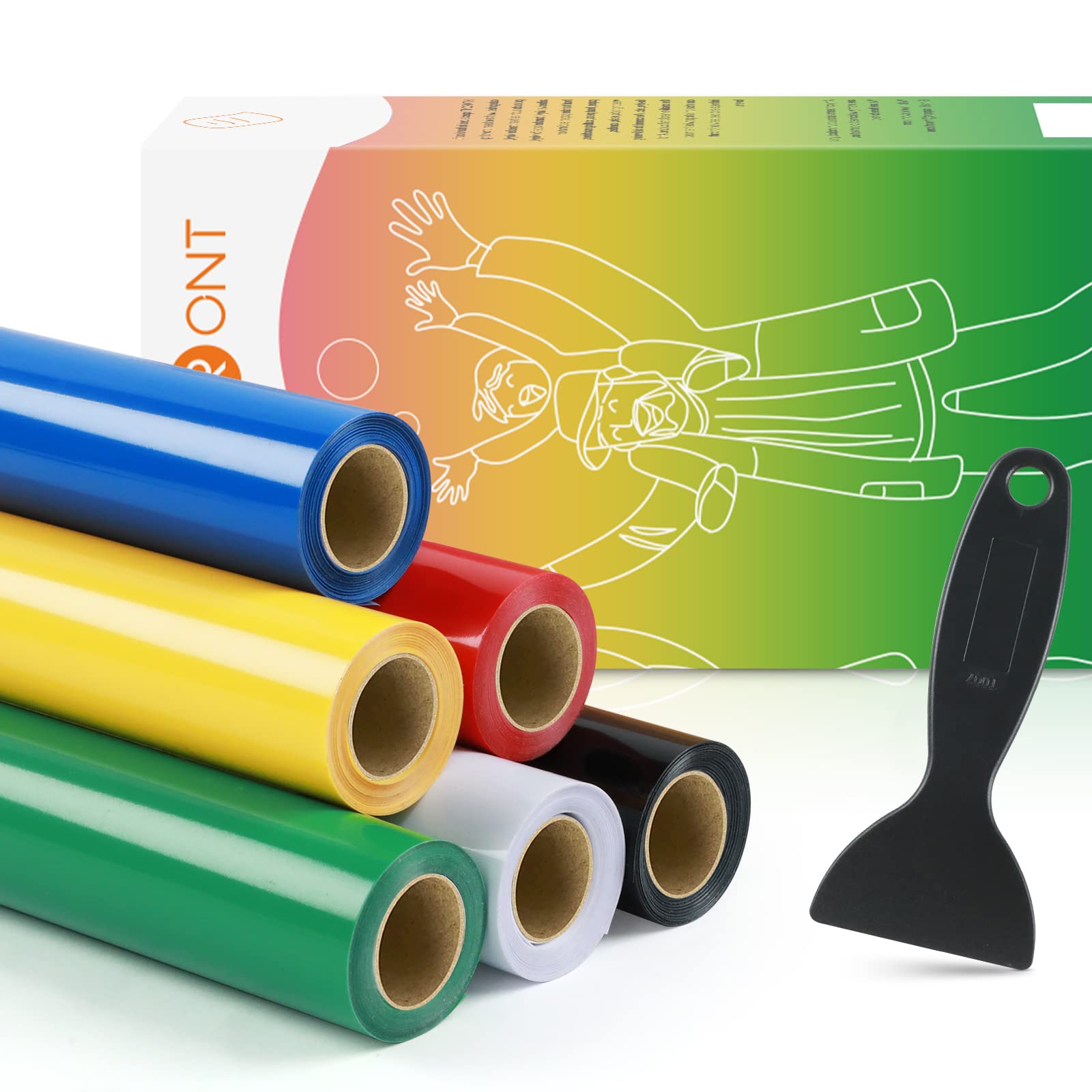 HTVRONT Permanent Vinyl Roll - 6Rolls 12" x 10FT Multi-Color Permanent Vinyl Bundle, Adhesive Vinyl for Cricut, Silhouette, Cameo Cutters, Signs, Scrapbooking, Craft, Die Cutters