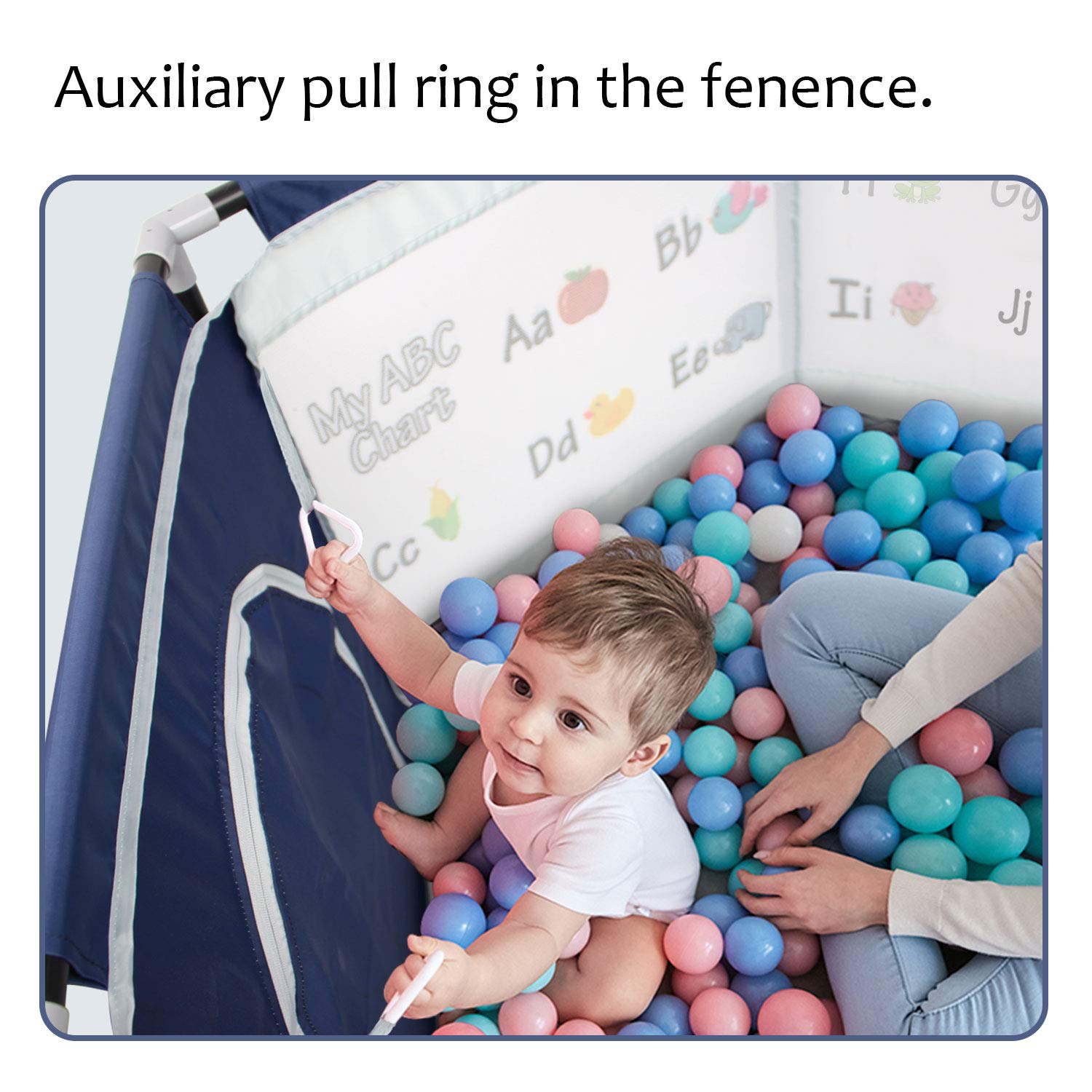 GrowthPic Baby Playpen, Playard for Baby and Toddlers- Safety Play Pen for Infants with Early Educational Design, Lightweight, 6-Panel