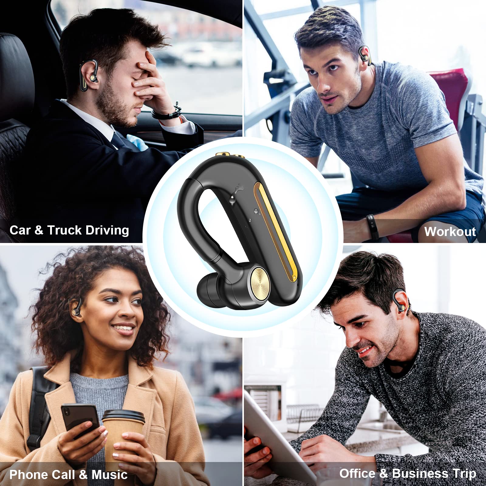 JAKPAK Bluetooth Earpiece for iPhone 13 Pro Max, Bluetooth Headset V5.1 Wireless Headset with Mic, 35 Hrs Driving Headset 2600 Hrs Standby Time in-Ear Headphones for iPhone 13 Samsung S22 Ultra S21