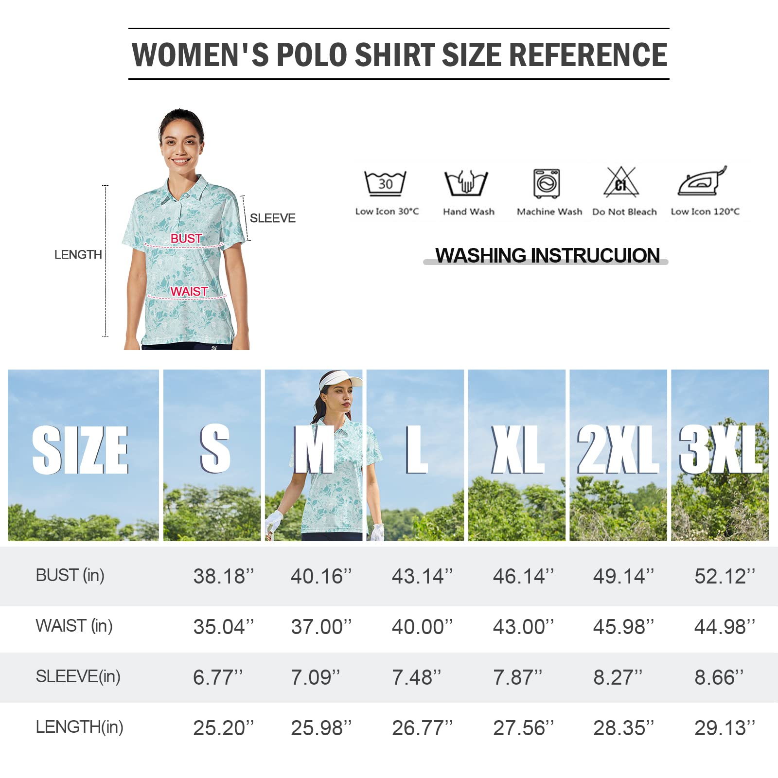 Hispotim Women's Short Sleeve Polo Shirt Lightweight Printed Golf Shirts Quick Dry Workout Golf Polo Shirts (Blue Flowers,XL)