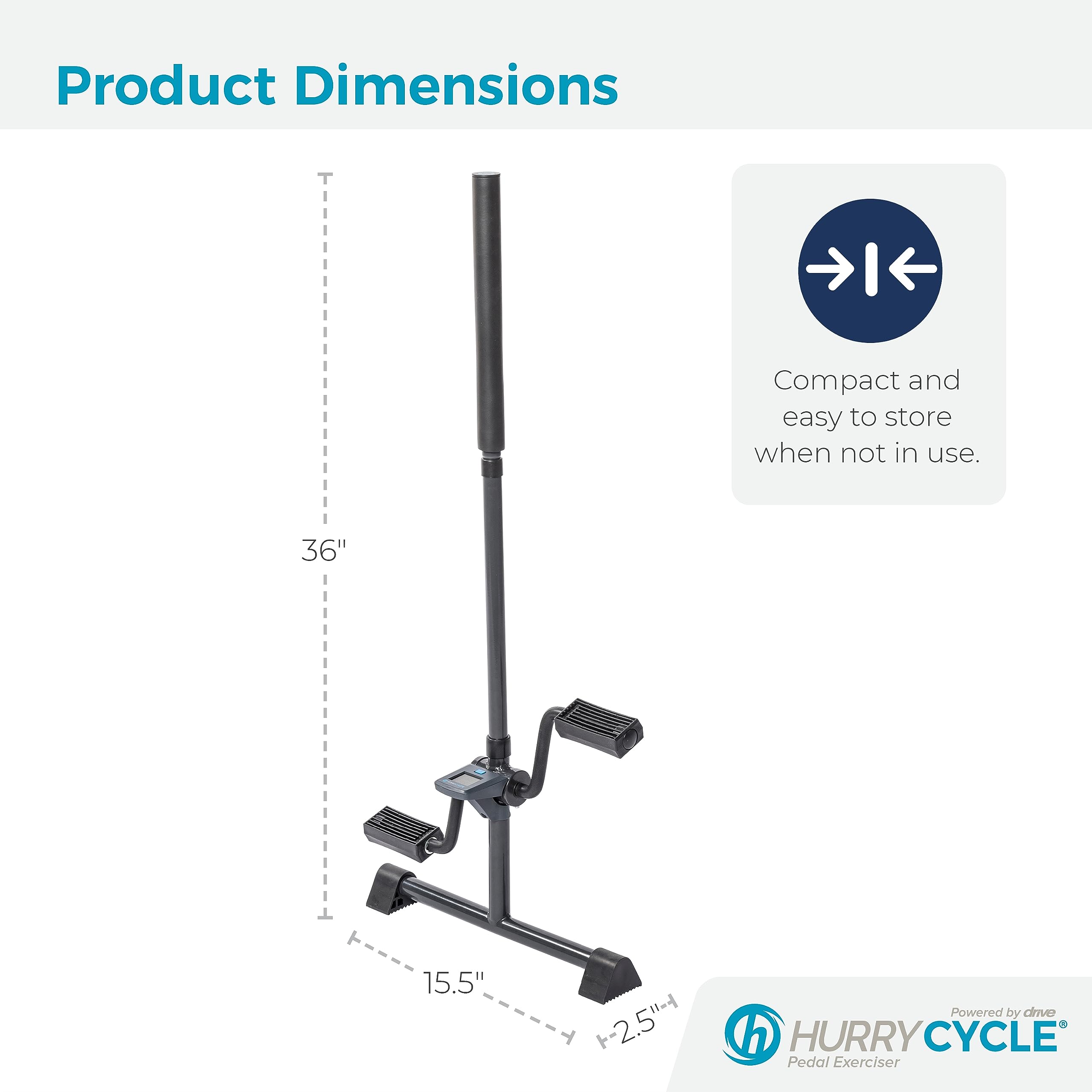 HurryCycle Foot Pedal Exerciser, Portable Exercise Peddler for Seniors with Adjustable Resistance and Digital Display