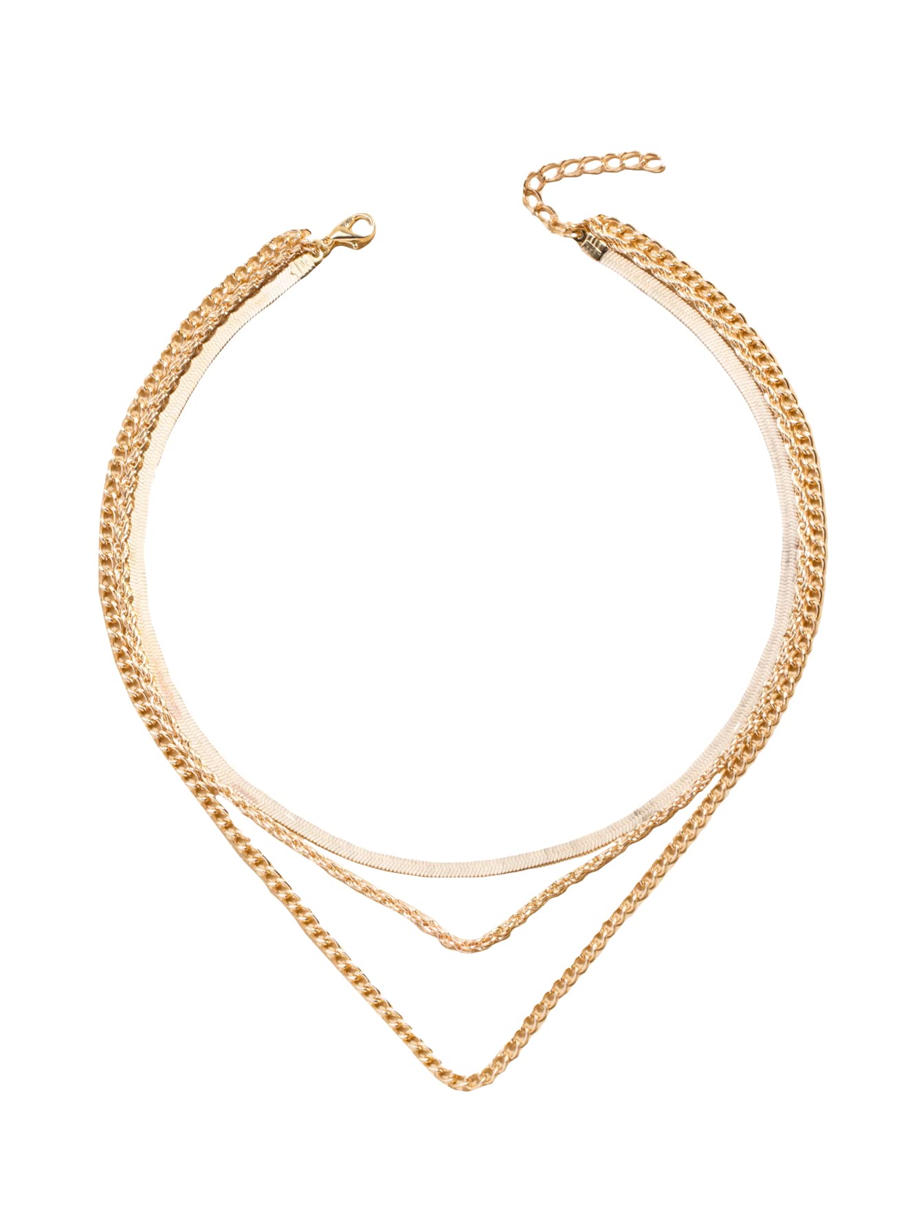 GORGLITTER Women's Gold Herringbone Necklace Plated Choker Snake Necklace Gold One Size