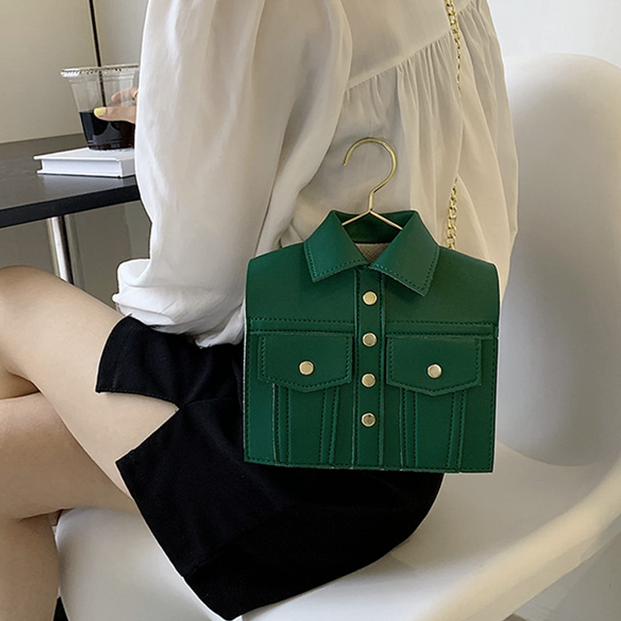 Heidi Bag Vintage Radio Clutch Handbag Leather Top Handle Crossbody Shoulder Bag (AA-Green)