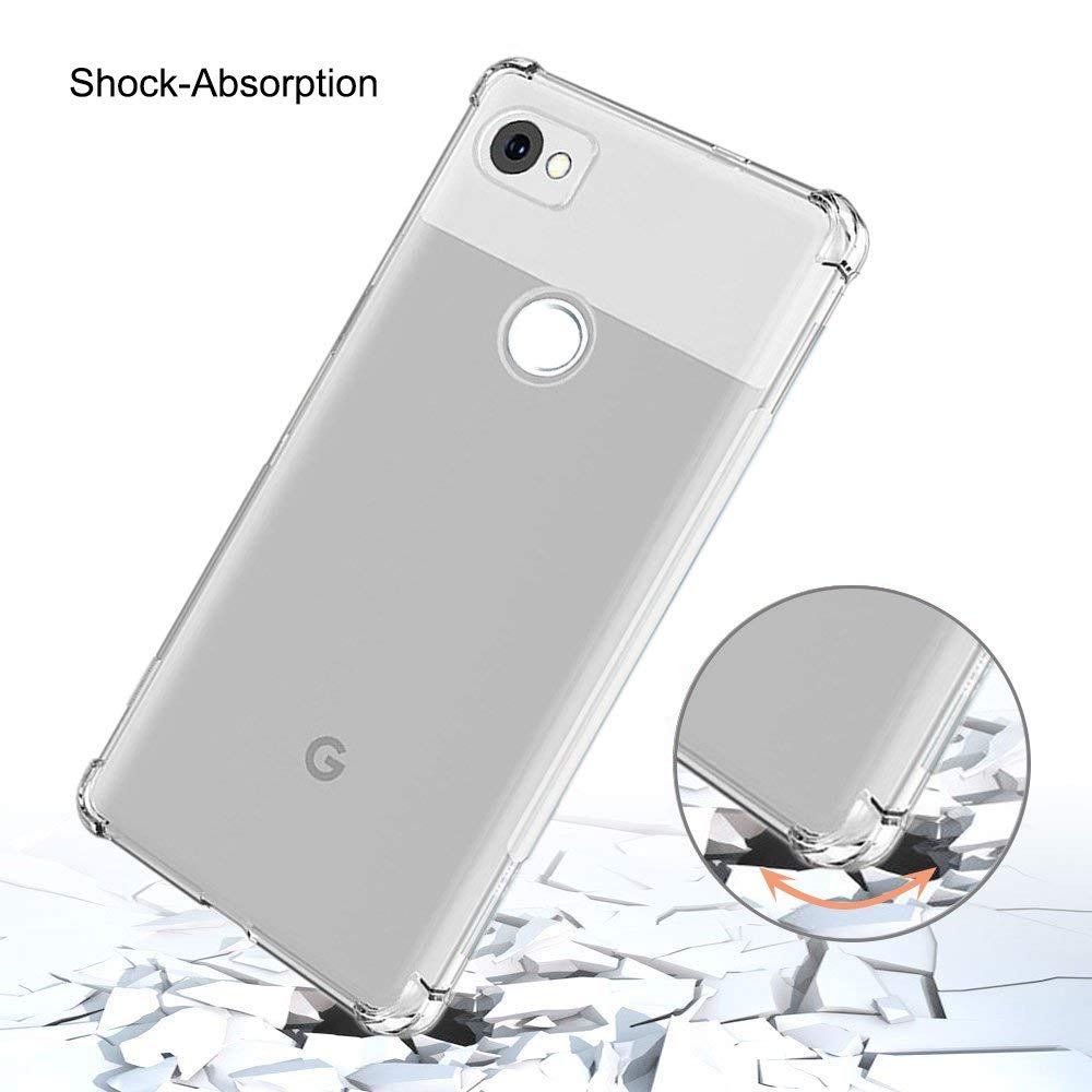 Google Pixel 2 Shock Proof Case with 4 Reinforced Corner Cushions Soft TPU Silicone Shock Absorption Bumper Pixel2 Clear Cover (Clear)