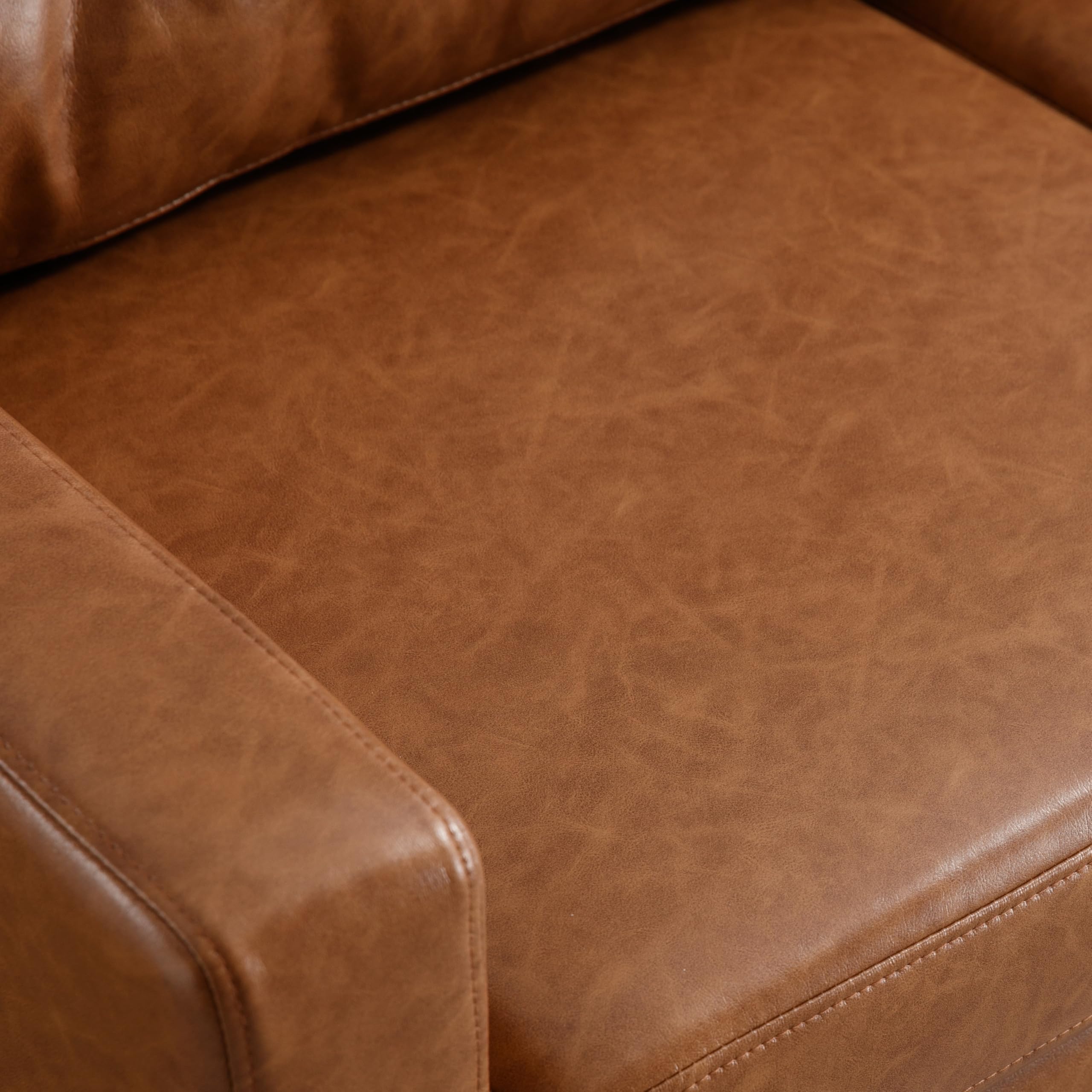 Modern Loveseat Couch Sofa, 53" PU Leather 2 Seat Sofa Couch with Comfy Upholstered Cushions, 2 Seater Button Tufted Sofas with Deep Seat for Small Spaces Living Room, Bedrooms, Apartment, Brown