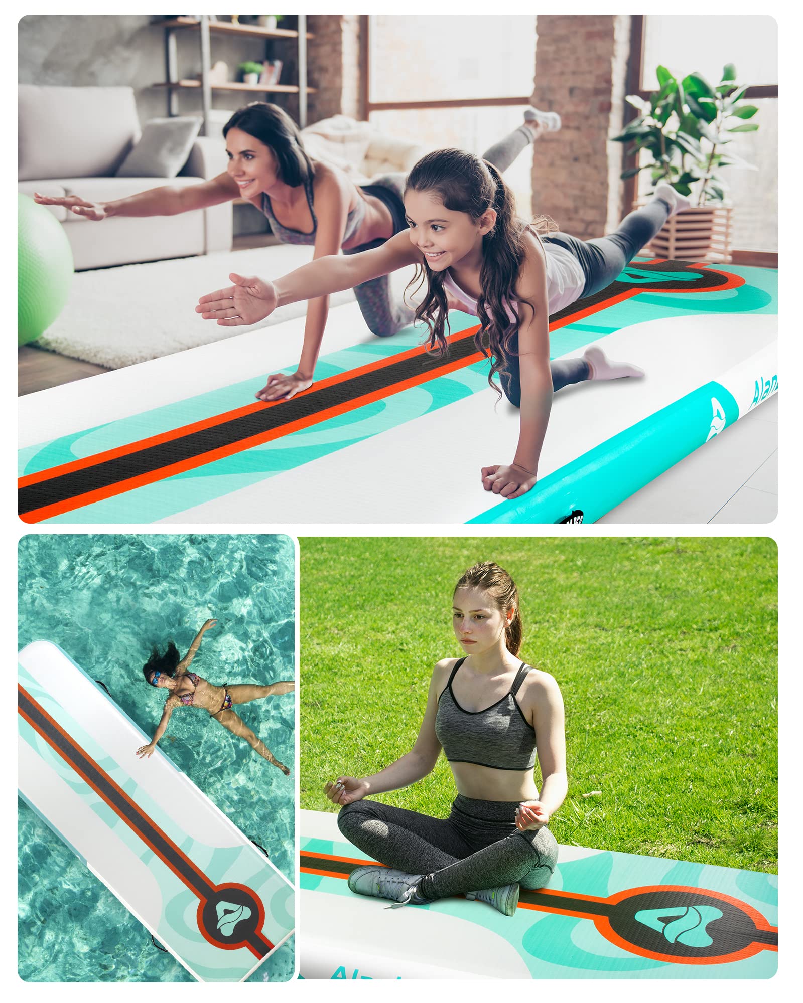 Inflatable Gymnastics Air Mat,10ft Air Tumbling Track Mat, Inflatable Floor Mats, with Electric Air Pump