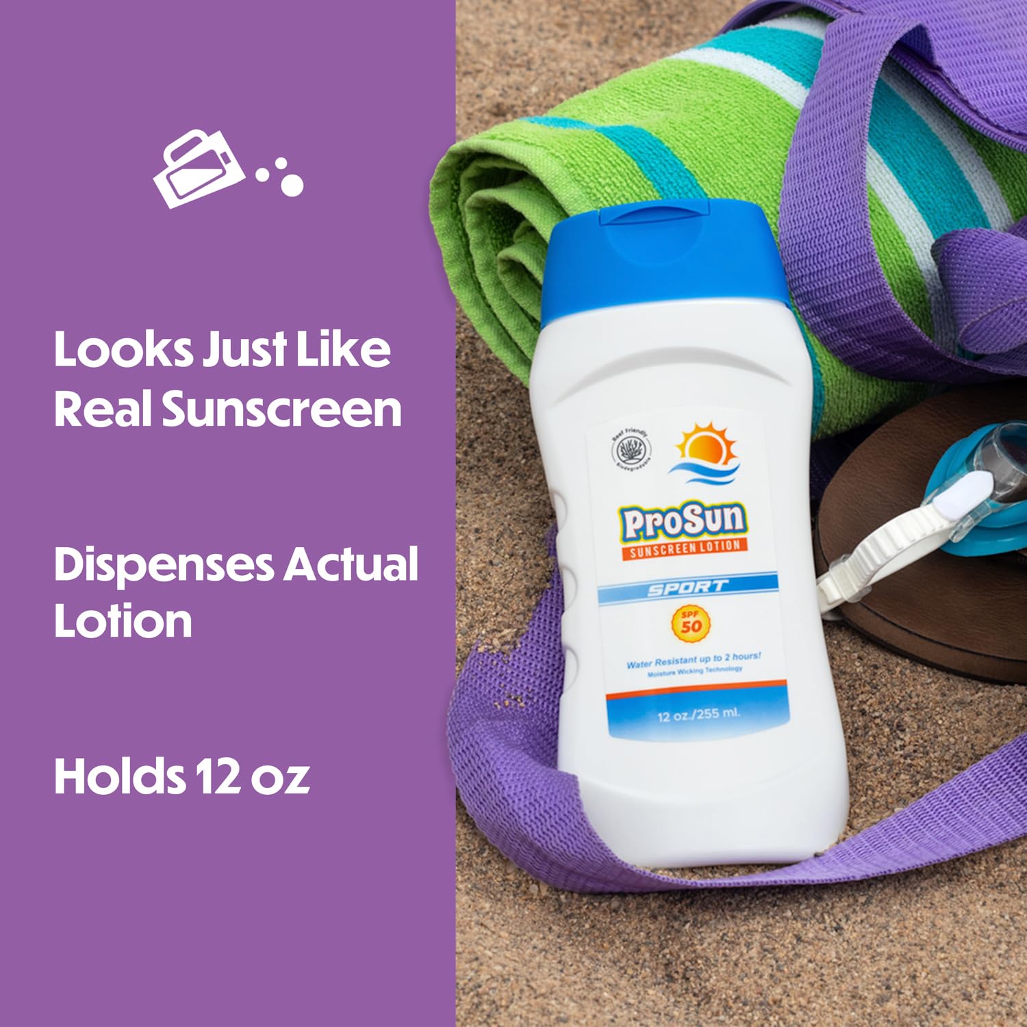 Hidden Sunscreen Flask By Smuggle Mug | Dispenses Sunblock | Disguised Container for Liquor | Secret Bottle to Hide Booze | Cruise Travel Containers | Flasks For Smuggling Rum Or Beverages