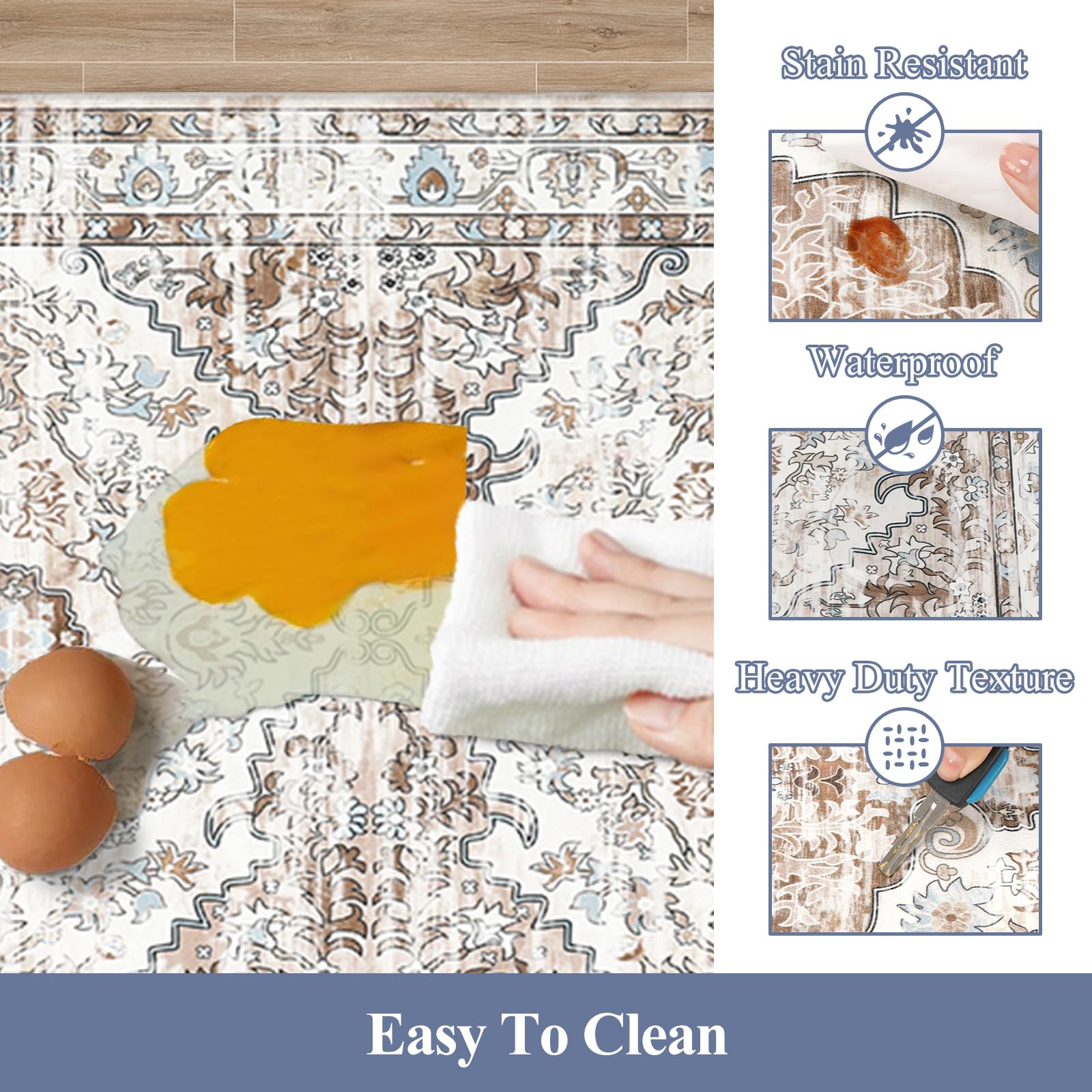 HEBE Anti Fatigue Kitchen Mat Set of 2 Non Slip Waterproof Kitchen Mats for Floor Cushioned Kitchen Rugs and Mats Comfortable Standing Desk Mat Runner for Kitchen,Home Office,Sink,Laundry