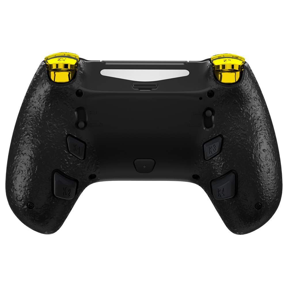 HEXGAMING Black Gold Custom Esports Hyper Controller 4 Paddle Buttons & Interchangeable Thumbsticks & Triggers Stop Compatible with PS4 Custom Controller PC Wireles FPS Gaming Gamepad