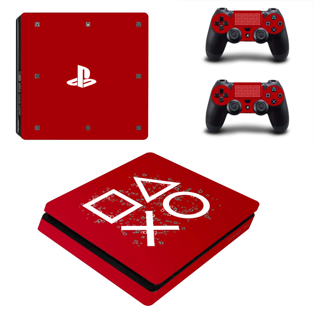 JOCHUI Decal Skin Vinyl Stickers Wrap Compatible with PS4 Slim S Console Controllers Red Game Icons