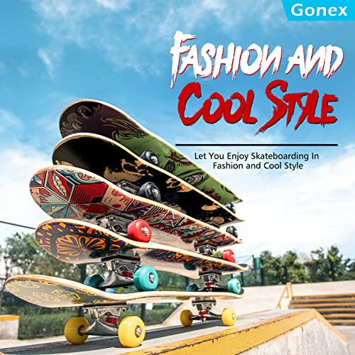 Gonex Standard Skateboard for Kids Teens Beginners, 31 x 8 Inch Double Kick Concave Complete Skate Board for Boys Girls Adults with 9 Layer Maple Deck, Diamond
