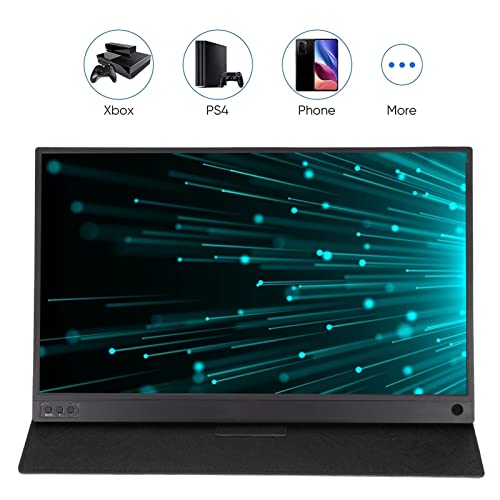 Jeanoko USB C Monitor, 15.6in USB C Dual Speaker HDR Technology External Mobile Screen for Phone for Laptop for Switch