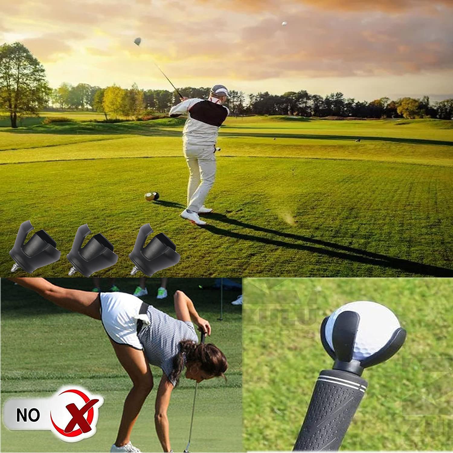 Golf Gifts for Men,3-Prong Golf Ball Retriever Grabber Claw,Manual Golf Ball Pick Up Retriever- 3 Pack Golf Grabber Claw Sucker Tool