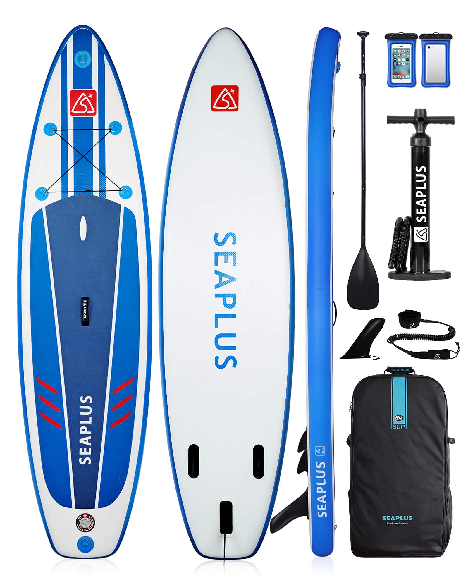 Inflatable Stand Up Paddle Board SUP with SUP Premium Accessories- Paddle, Backpack, Pump and Safety Leash for Adults and Kids, 10β6, Blue