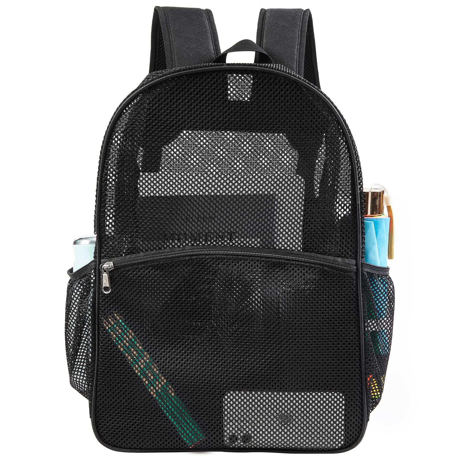 Heavy Duty Mesh Backpack, See Through College Backpack with Padded Straps for Commuting, Swimming, Work, Travel, Outdoor Sport