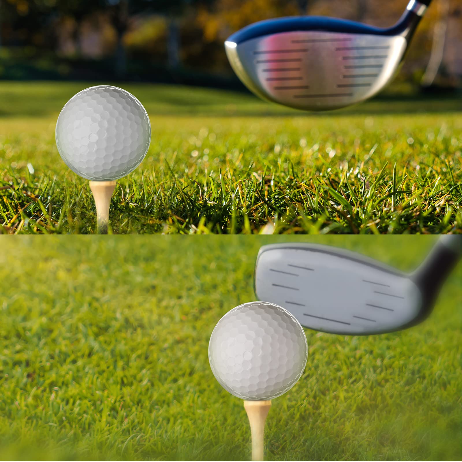 Golf Tees,50 Pack Professional Wood Golf Tees with 3-1/4" Long Golf Tees and 2-1/8" Short Golf Tees,Low Friction and Side Spin for Golfing Practice, Sports Tournaments