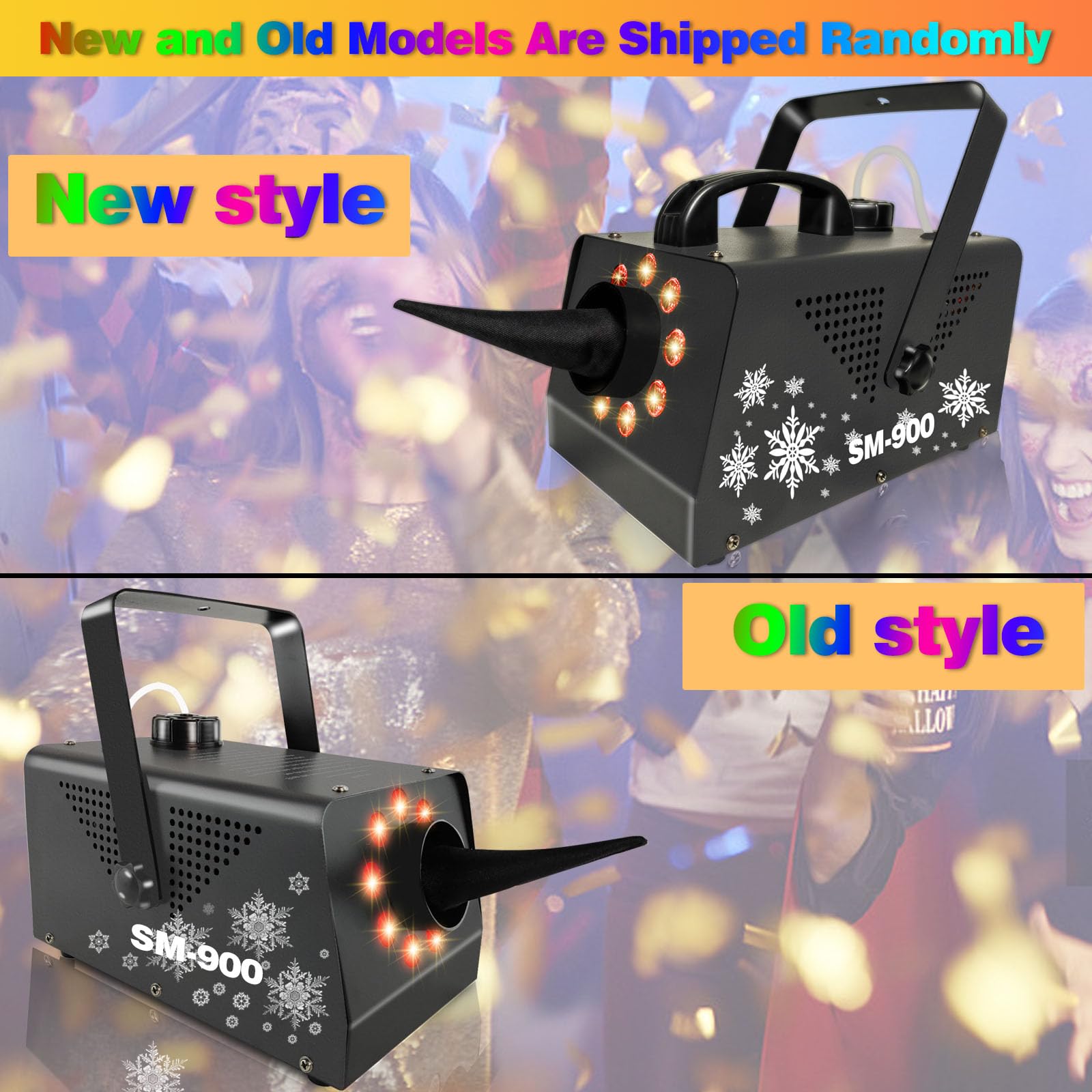 IMONE 900W Christmas Snow Machine with 9 Lights,High Output Fake Snow Machine with Remote,Foam Snow Machine Indoor, Outdoor Snow Making Machine,Snow Maker Machine,Snowflake Machine for Parade,Party