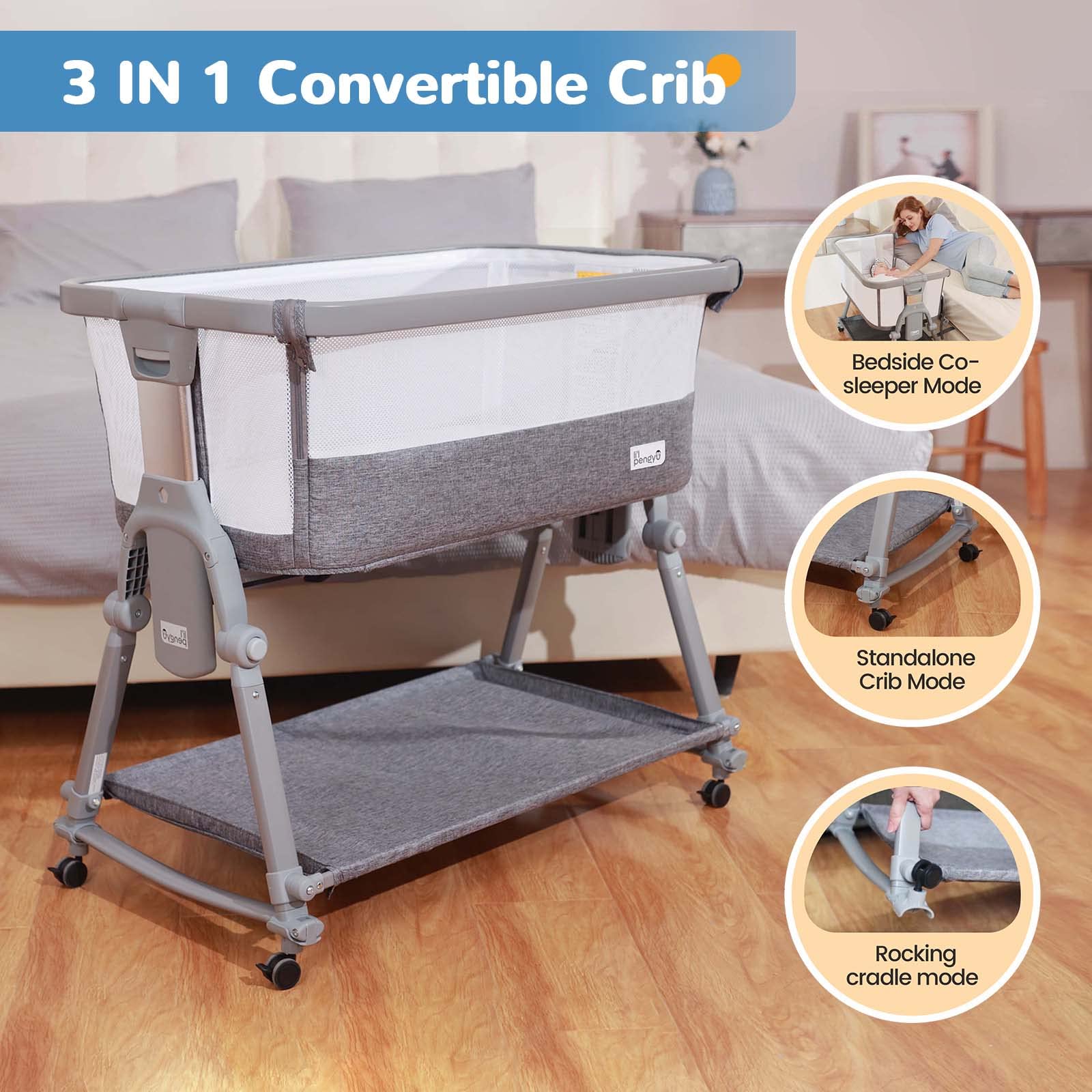 Li'l Pengyu Bedtime Bliss Foldable Bassinet, Comfy Mattress Pad Bassinet Sheet (2 Per Pack)
