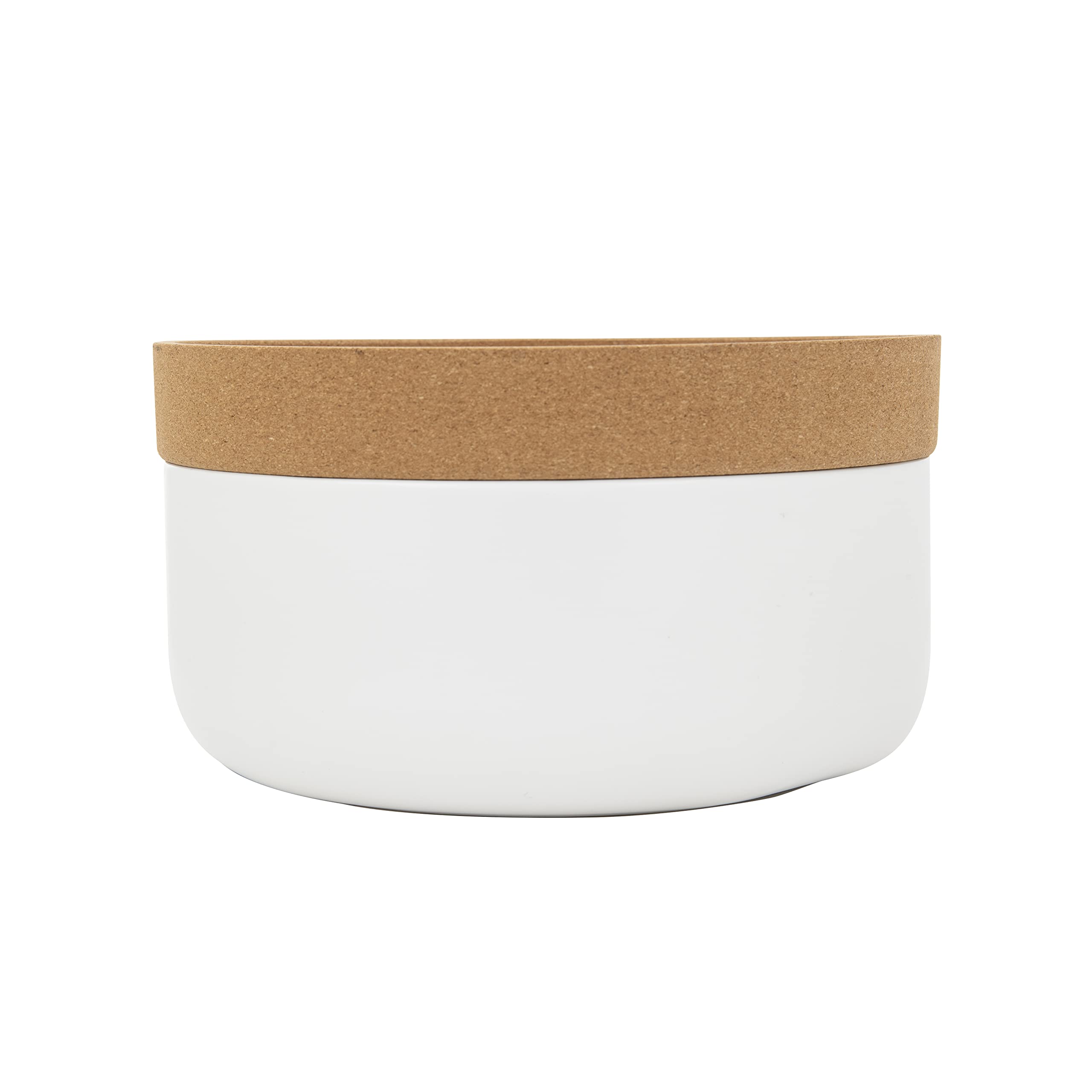 Kamenstein 2 Compartment Large Bowl Extends Produce Freshness, 11 x 11 x 6 Inch, Natural Cork and White Ceramic