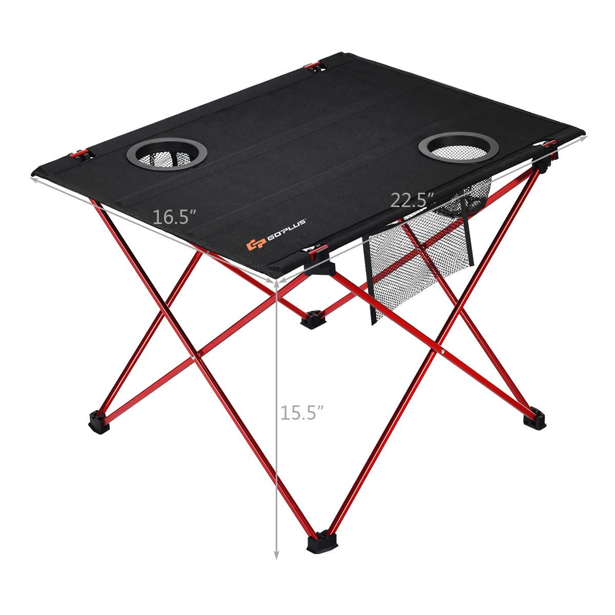 Goplus Portable Camping Table, Lightweight Folding Table with Cup Holders and Carrying Bag, Aluminum Picnic Table Suitable for Camping, Picnic, Outdoor, BBQ, Home