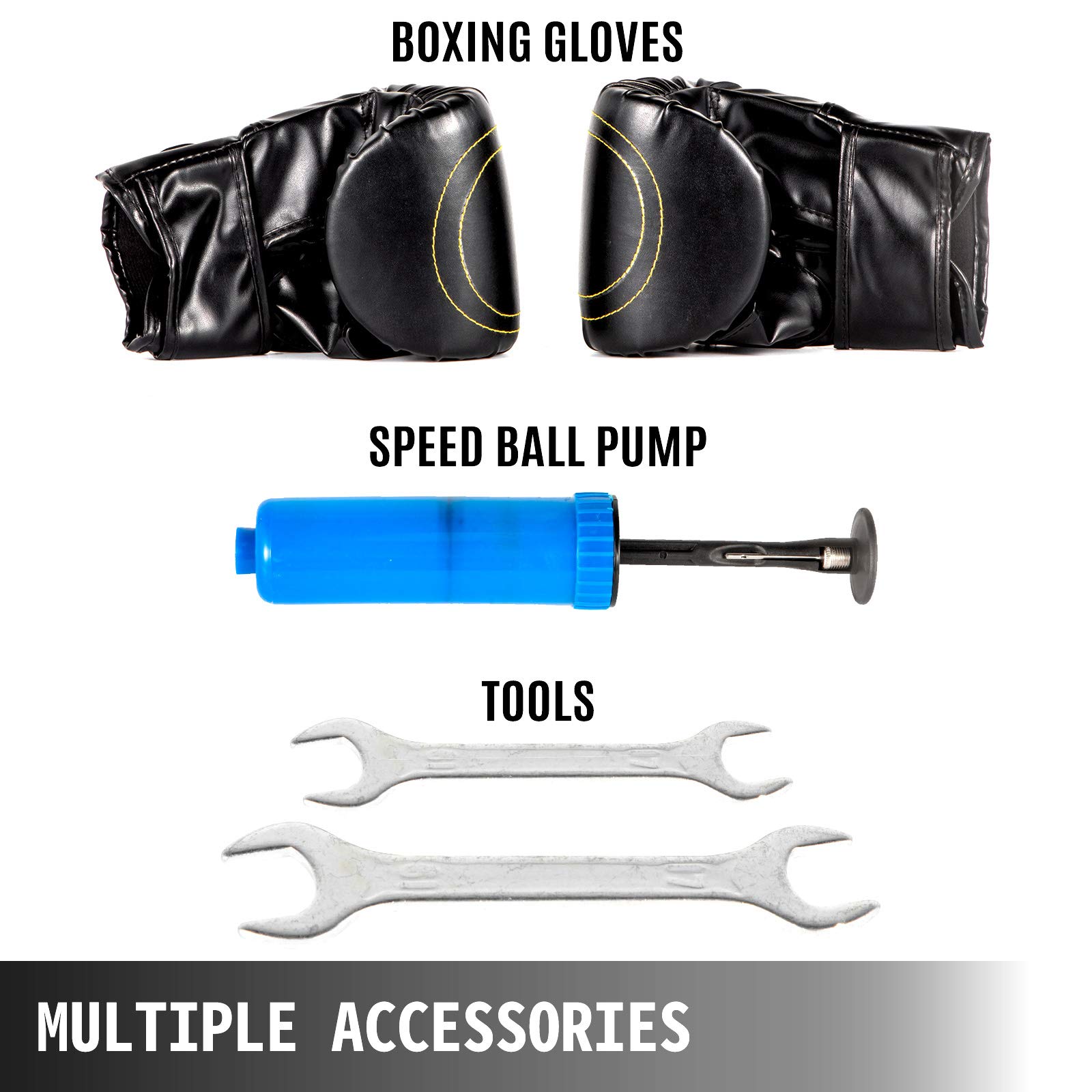 Happybuy Boxing Speed Trainer, Punching Bag Spinning Bar, Training Boxing Ball with Reflex Bar & Gloves, Solid Speed Punching Bag Free Standing, Adjustable Height, for Man, with Two Ball