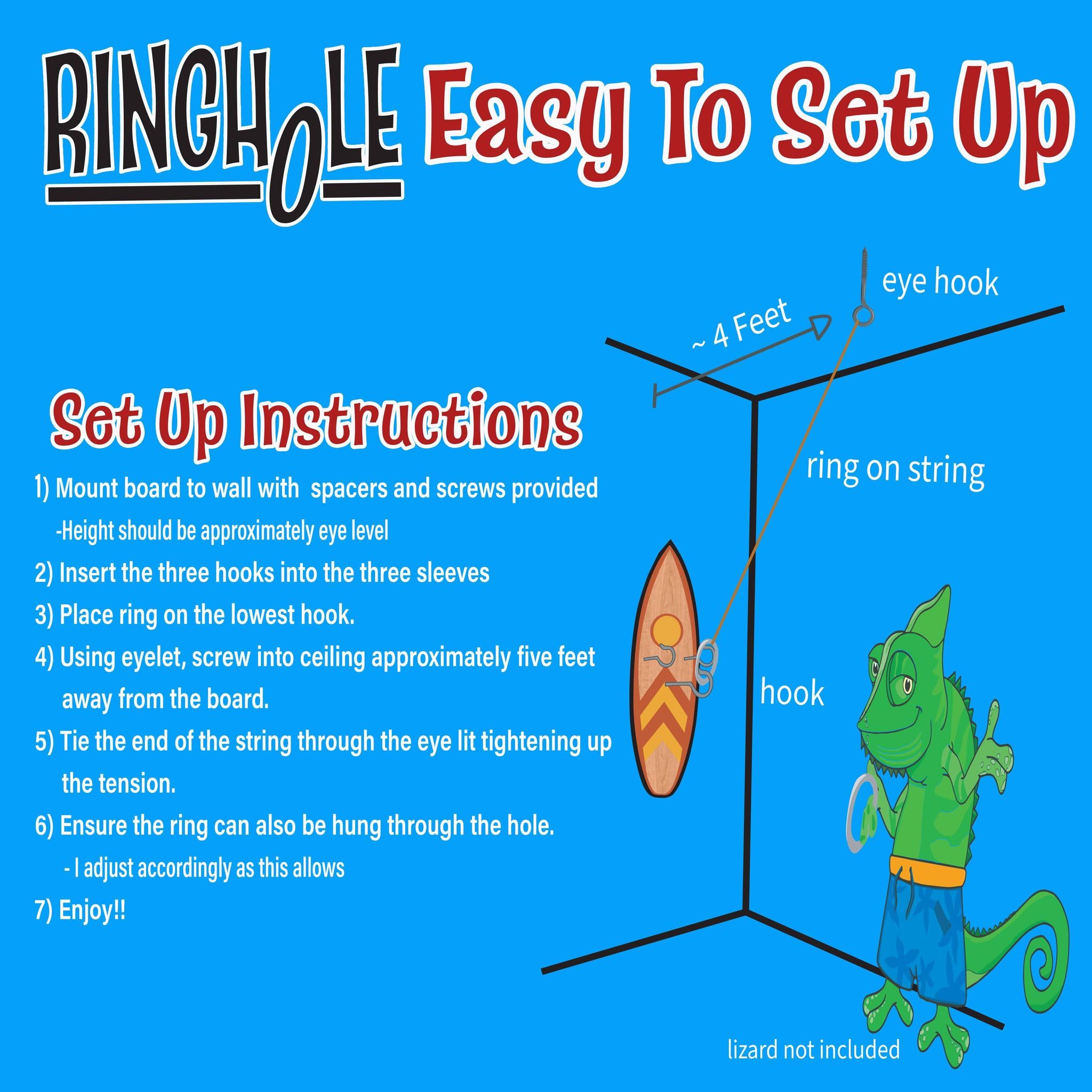 Hook Game, Ring Toss Game for Adults & Kids (Ringhole Large Size 23.5β x 6.25β), Hook and Ring Game, Ring Hook Game, Ring Toss, Bar Games for Adults, 3 Hooks, Wall Mount