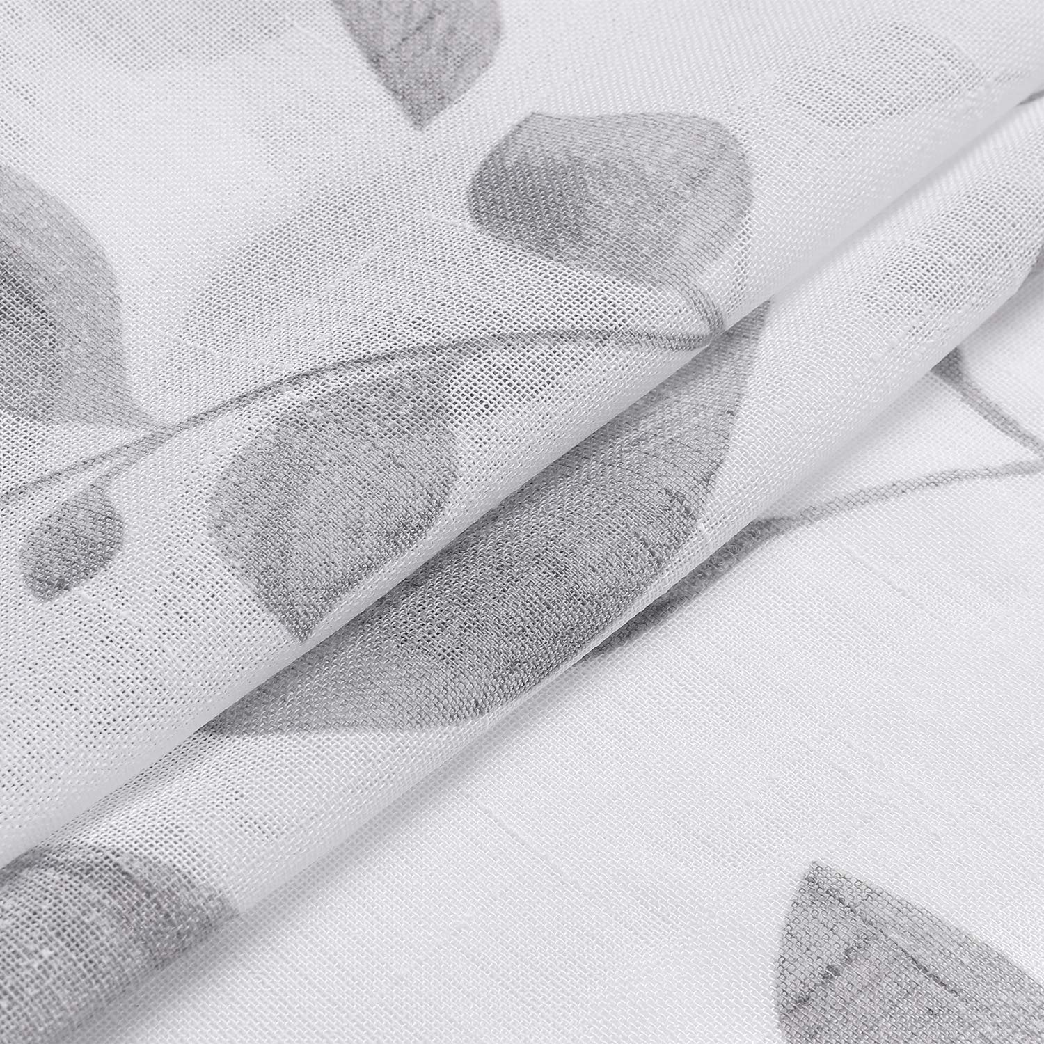 Haperlare Leaves Printed Kitchen Curtain Valance, Floral Leaf Pattern Sheer Valance Curtains for Kitchen Cafe Curtains Linen Textured Look Bathroom Window Curtains, 52" W x 15" L, Taupe, One Panel