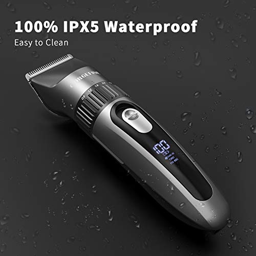 Gorgefine Rechargeable Hair Clipper & Trimmer for Men-Professional Cordless Haircut & Grooming Kit Waterproof with LED Display-Turbo Powerful Mode&Super Silent Mode
