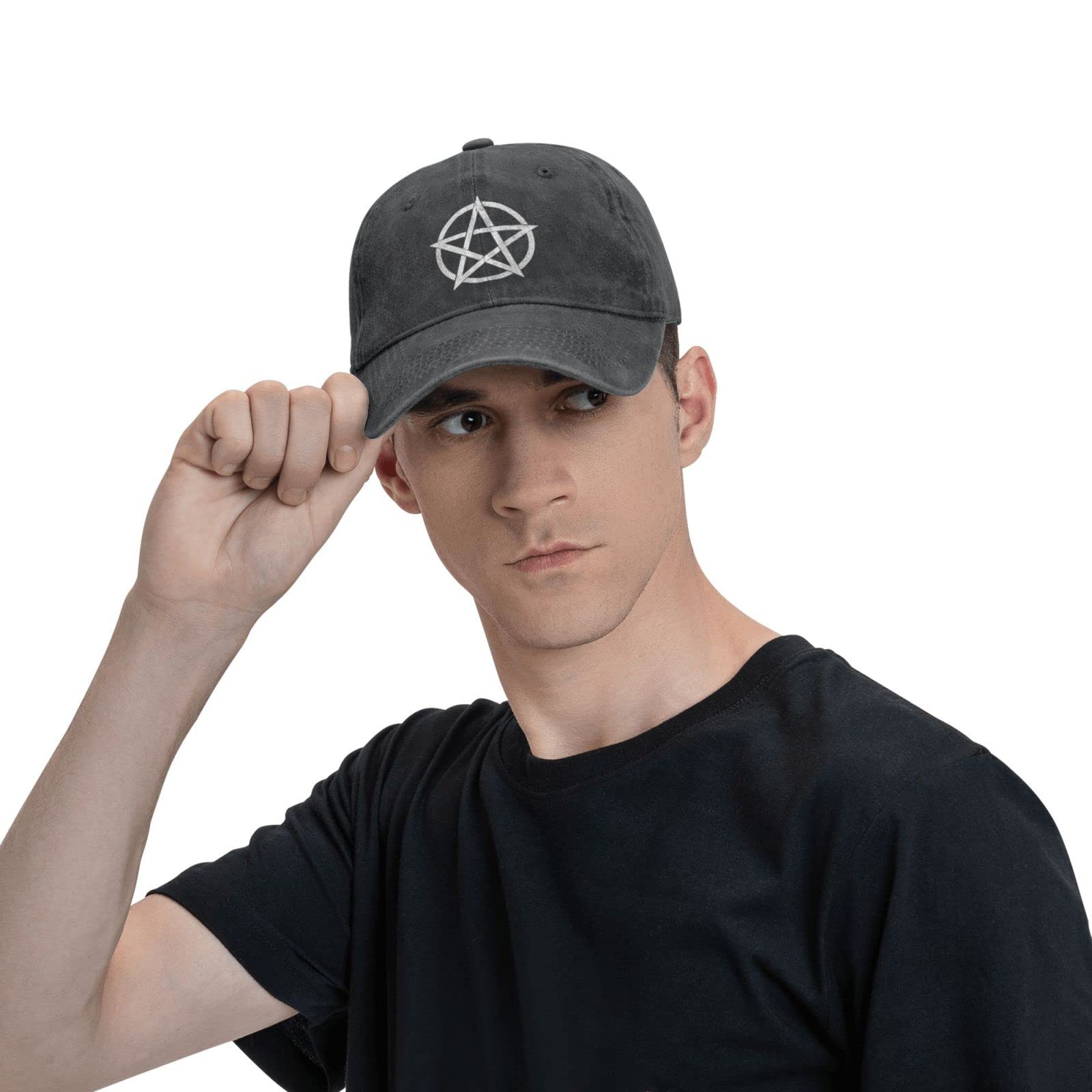 Goth Pentacle Wreath Wicca Witch Pagan Teen Denim Cowboy Hat Baseball Cap Sun Hats Black Trucker Hats