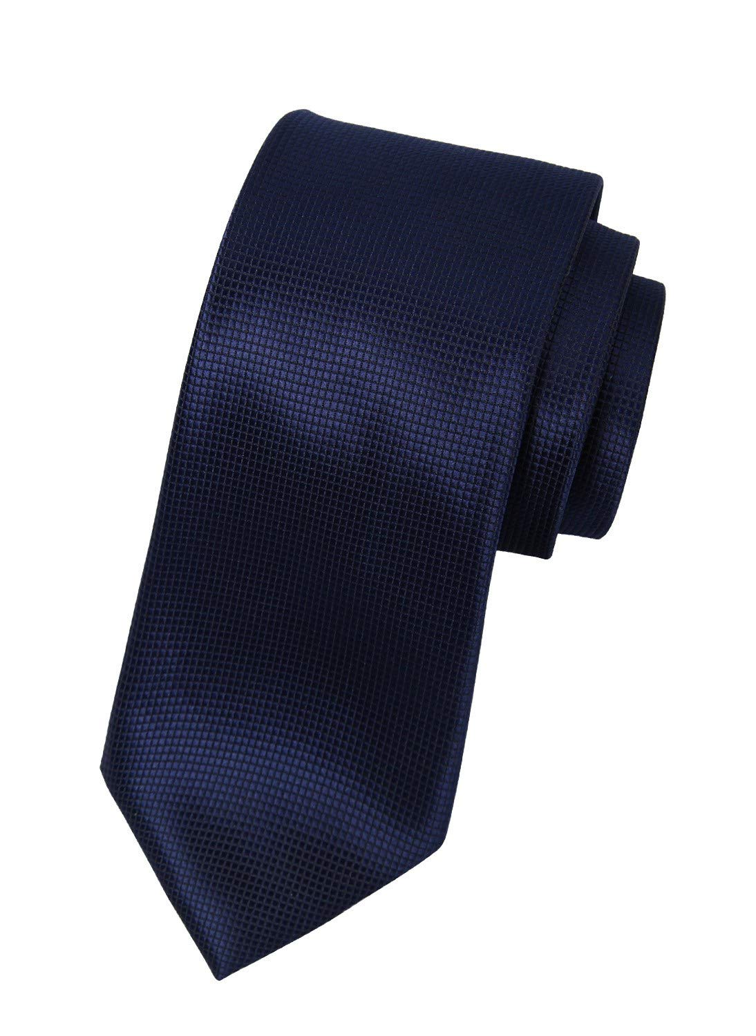 HISDERN Ties for Men Navy Blue Tie Formal Business Plaid Navy Necktie Gingham Silk Woven Classic Checked Tie Tuxedo Wedding