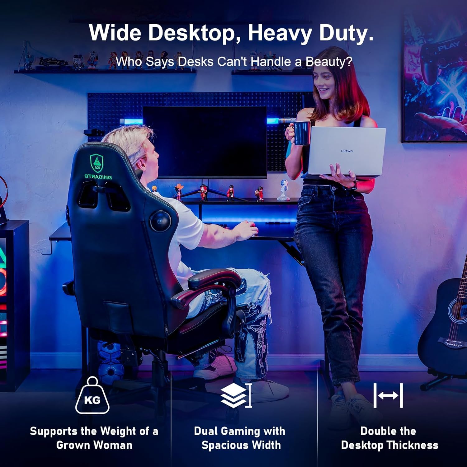 GTRACING GTP210 Gaming Desk, Large, Black