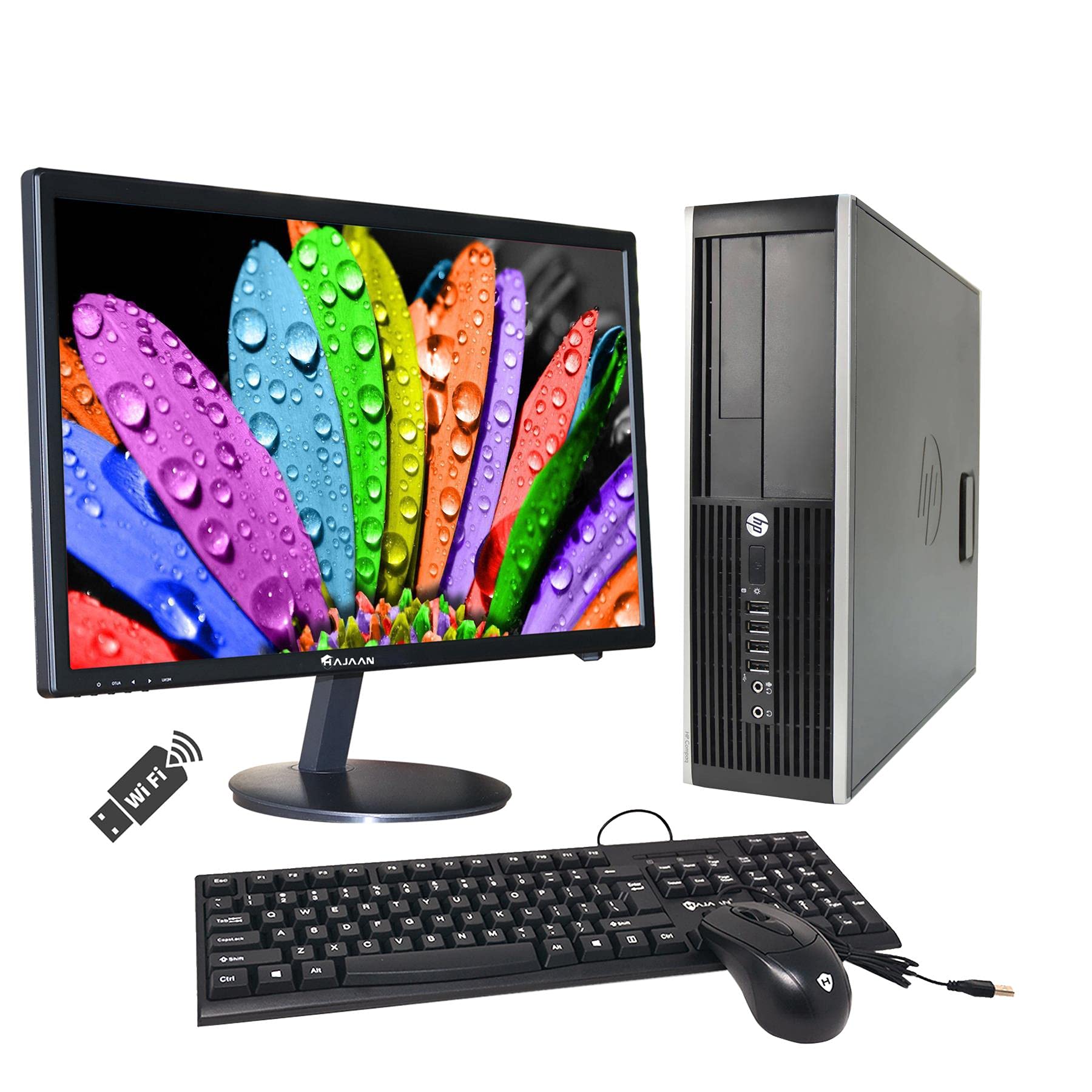 HP Compaq Pro 6300 SFF Desktop Home Computer PC with 24 Monitor(HDMI) (Intel Pentium 3.0 GHz, 8GB DDR3, 500GB HDD, Wi-Fi, DP Port, VGA, USB 3.0 Windows 10 Home 64-bit)(Renewed)
