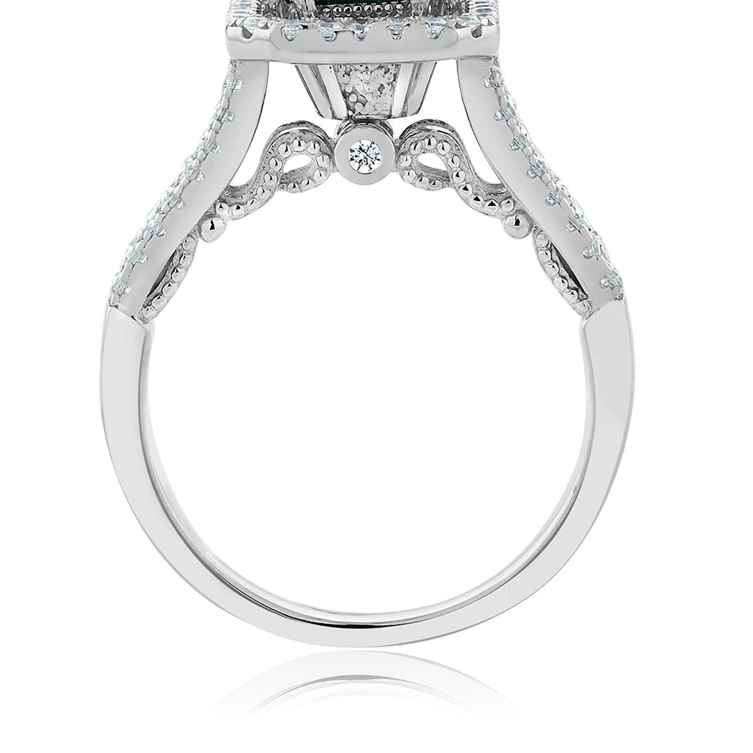 Gem Stone King 925 Sterling Silver Peach Simulated Morganite Ring For Women (2.78 Cttw, Emerald Cut 9X7MM, Available In Size 5, 6, 7, 8, 9)